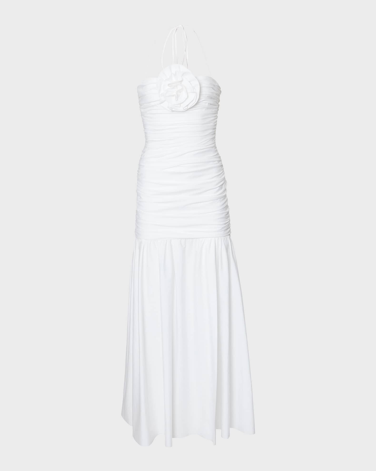 Carolina Herrera Halter Gathered Bodice Drop Waist Midi Dress with ...