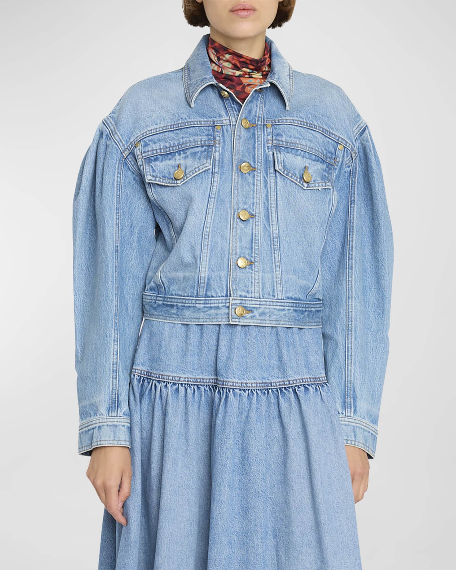 Ulla Johnson The Cosette Cropped Denim Jacket | Neiman Marcus