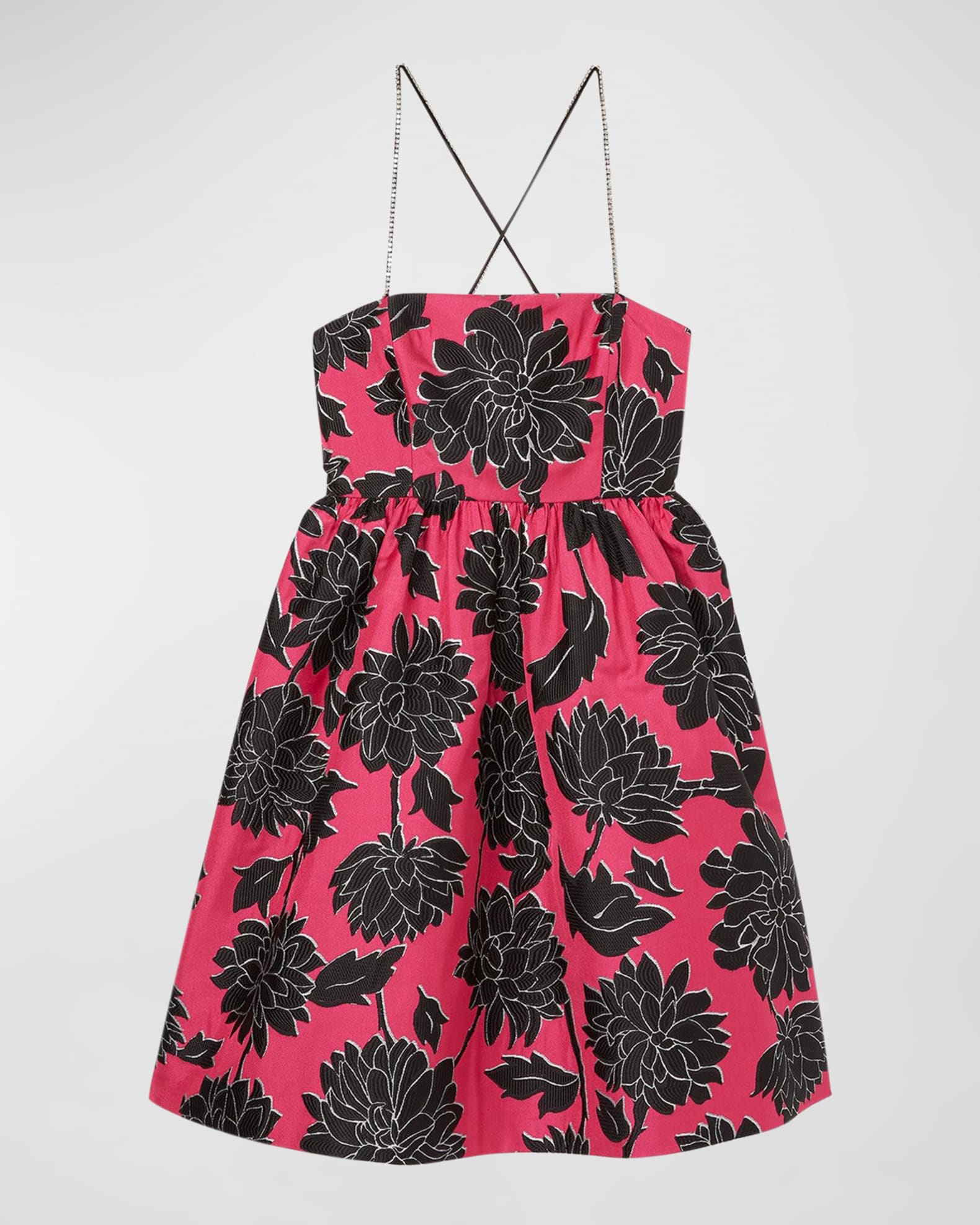 kate spade new york floral brocade jewel-strap mini dress | Neiman Marcus
