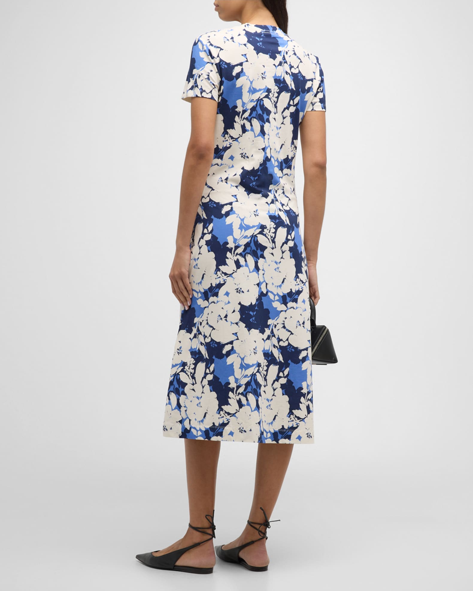 Tanya Taylor Mac Floral-Print Crossover Waist Midi Dress | Neiman Marcus