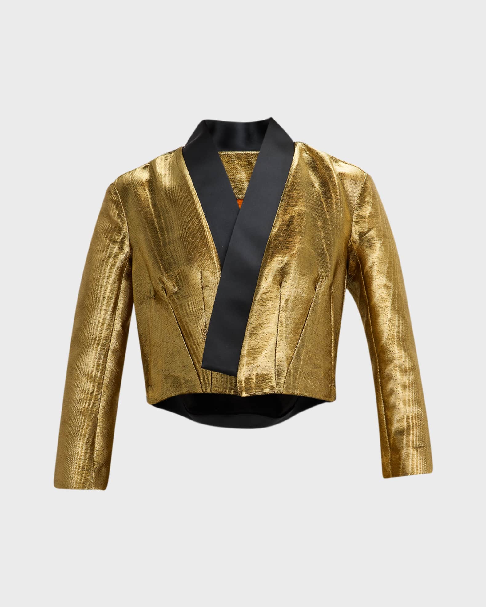 Bach Mai Metallic Sculpted-Back Crop Jacket | Neiman Marcus