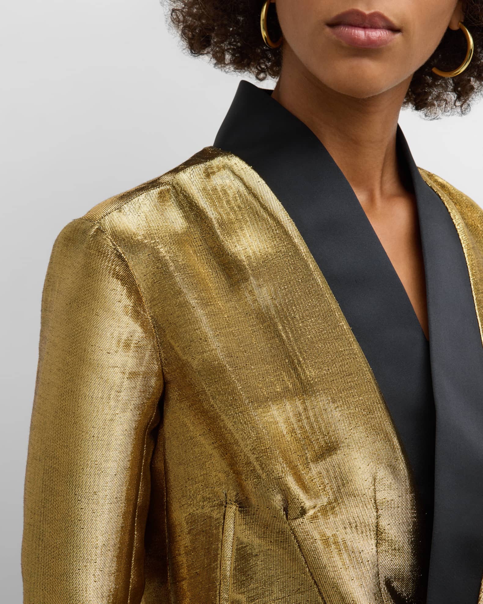 Bach Mai Metallic Sculpted-Back Crop Jacket | Neiman Marcus