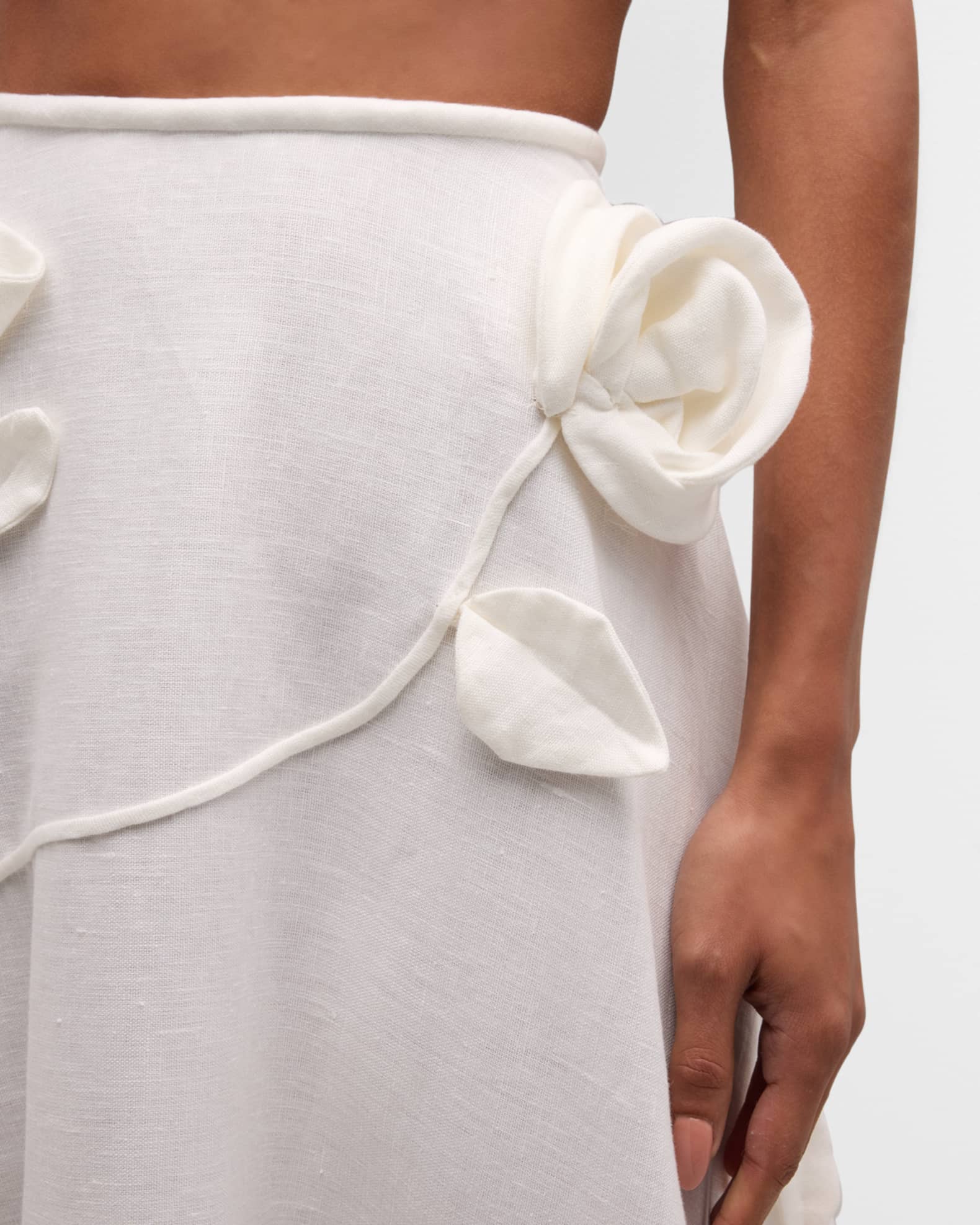 Zimmermann Matchmaker Rose Applique Flare Midi Skirt | Neiman Marcus