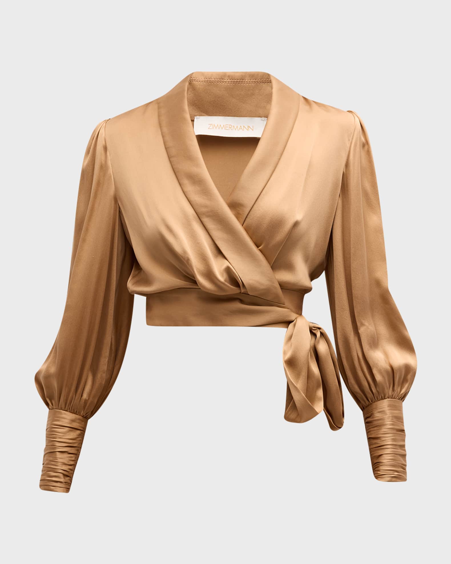 Zimmermann Silk Long-Sleeve Wrap Top | Neiman Marcus