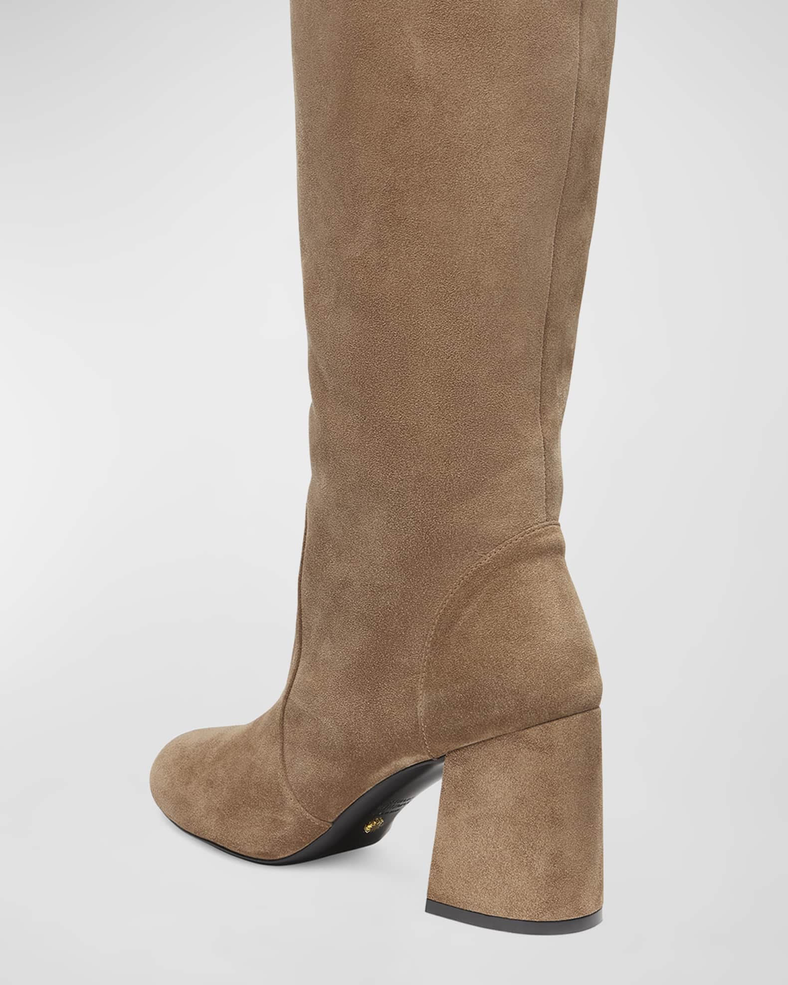 Stuart Weitzman Suede Block-Heel Knee Boots | Neiman Marcus