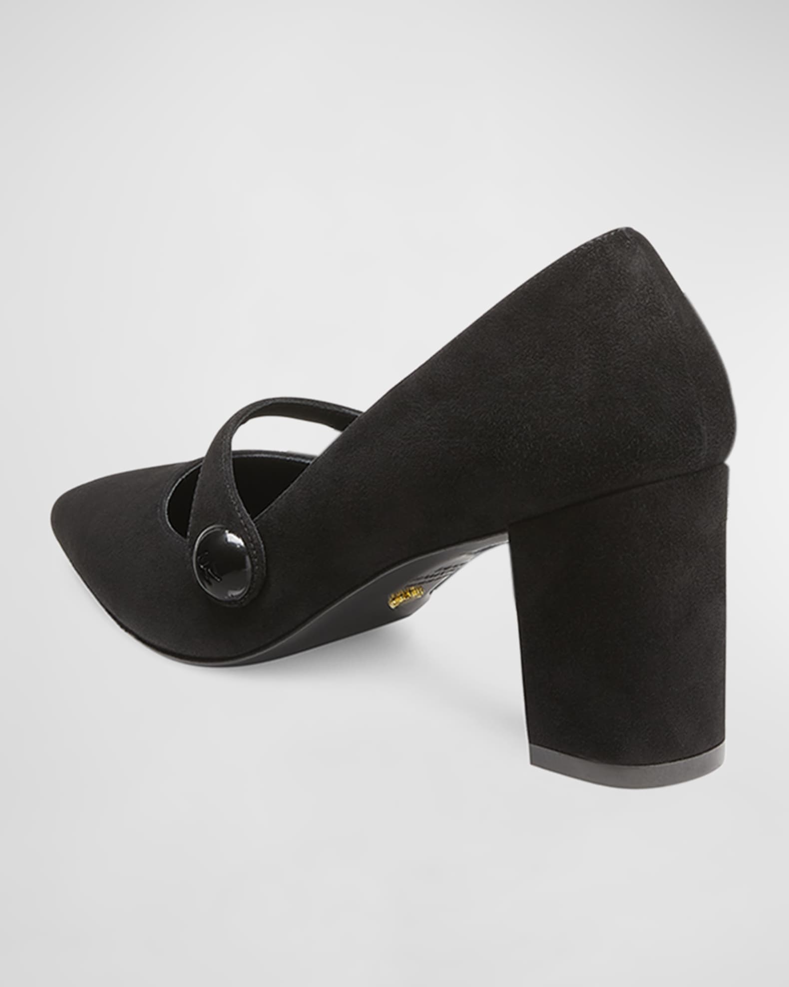 Stuart Weitzman Suede Mary Jane Block-Heel Pumps | Neiman Marcus