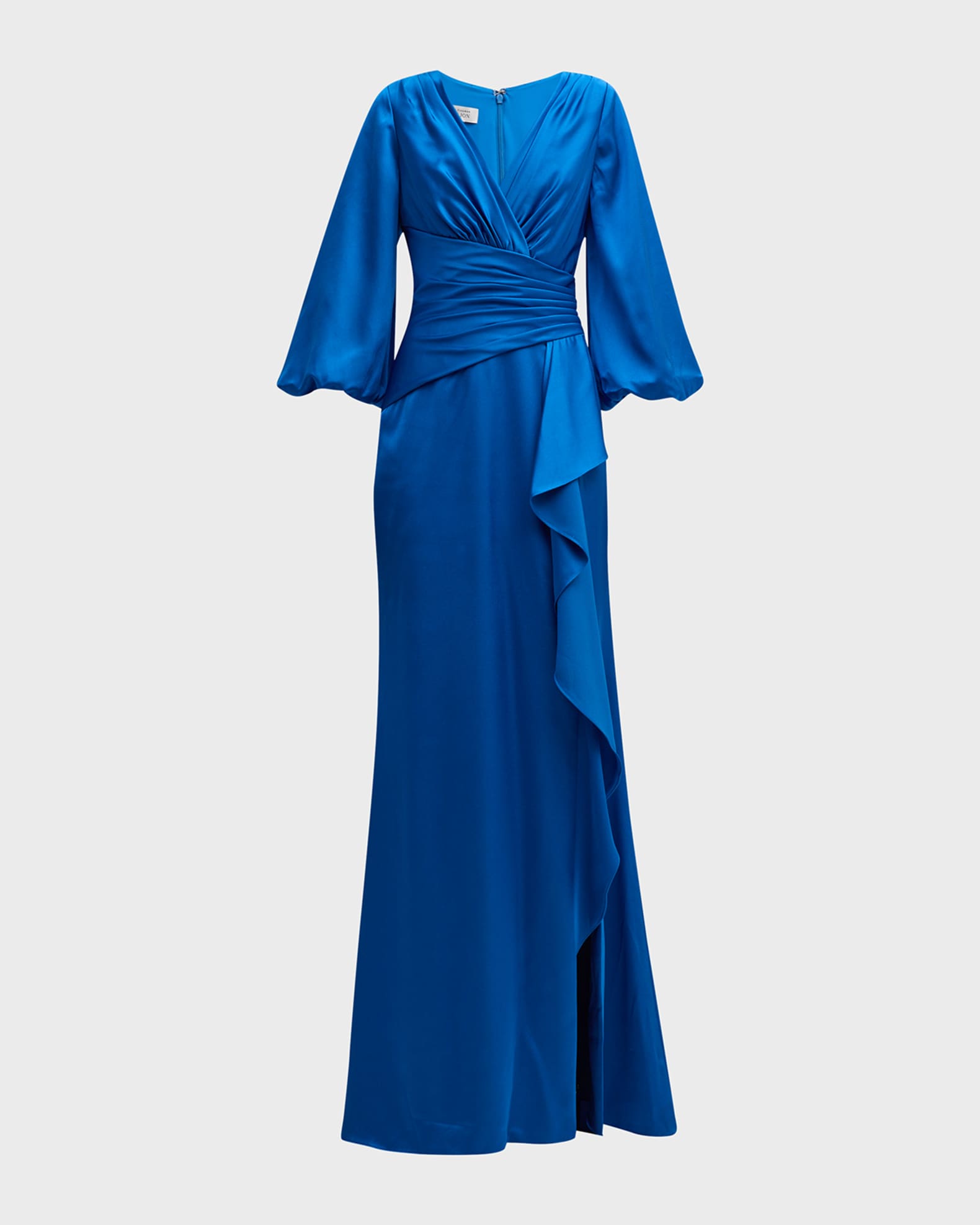Rickie Freeman for Teri Jon Crepe Back Satin Side-Drape Gown | Neiman ...
