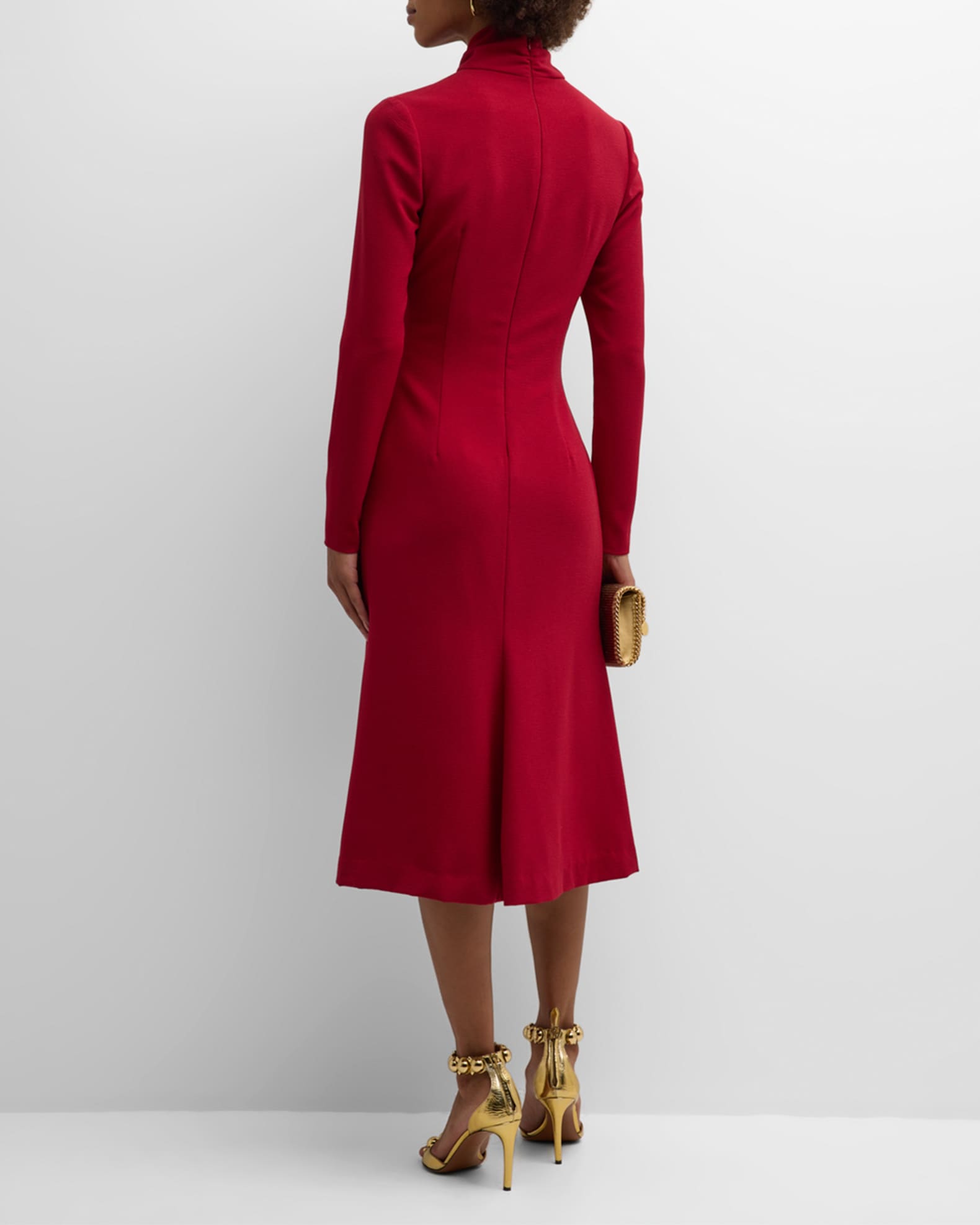 Rickie Freeman for Teri Jon Twist-Neck A-Line Crepe Midi Dress | Neiman Marcus