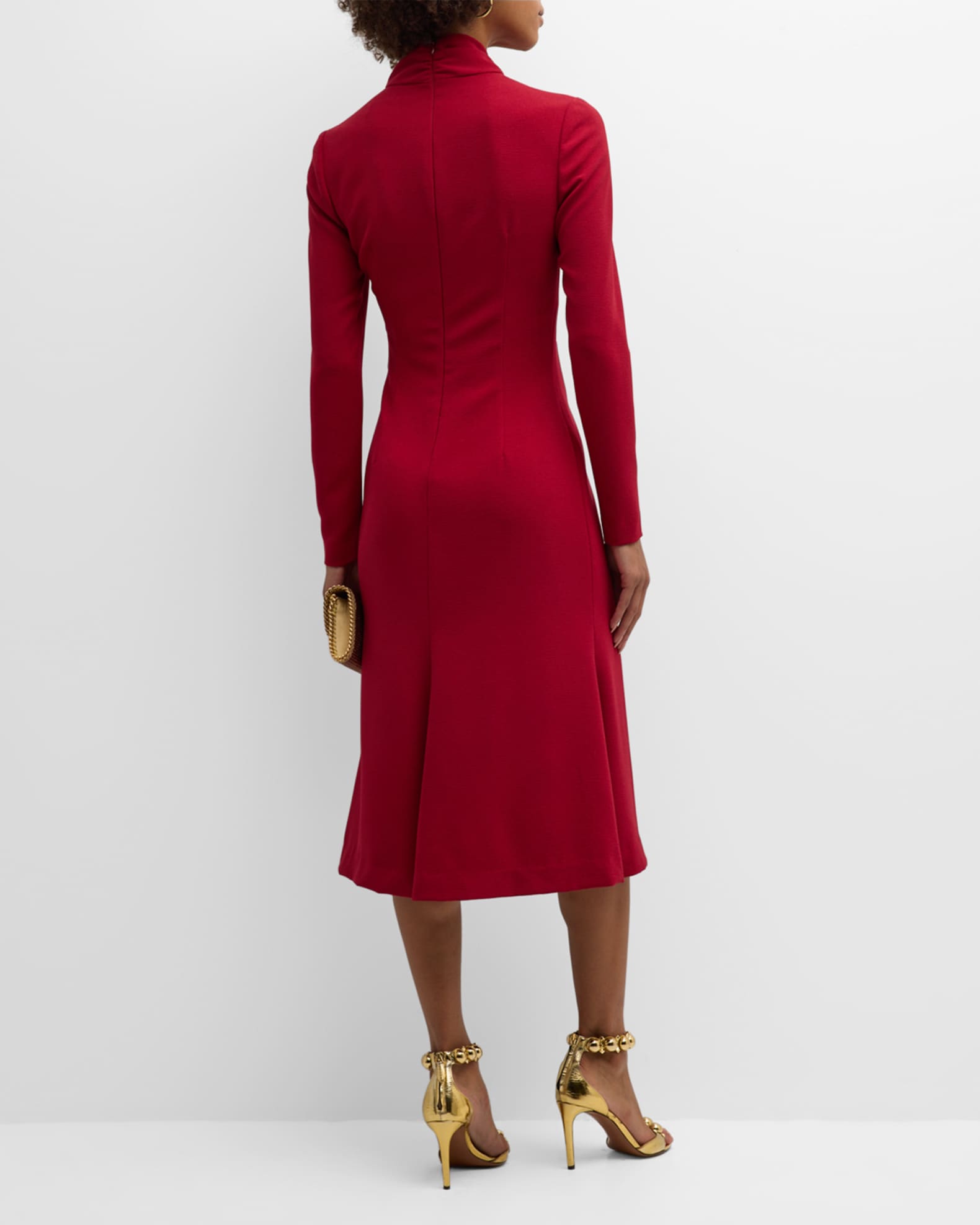 Rickie Freeman for Teri Jon Twist-Neck A-Line Crepe Midi Dress | Neiman Marcus