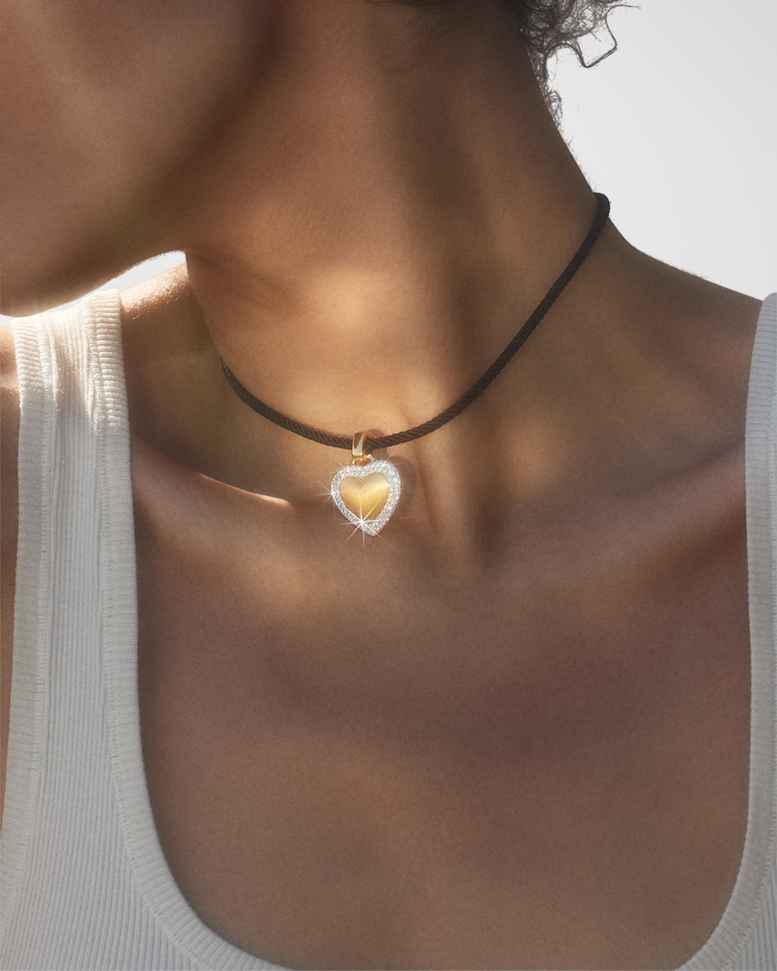 Emily P. Wheeler Soft Heart Necklace with 18K Yellow Gold and Diamonds ...