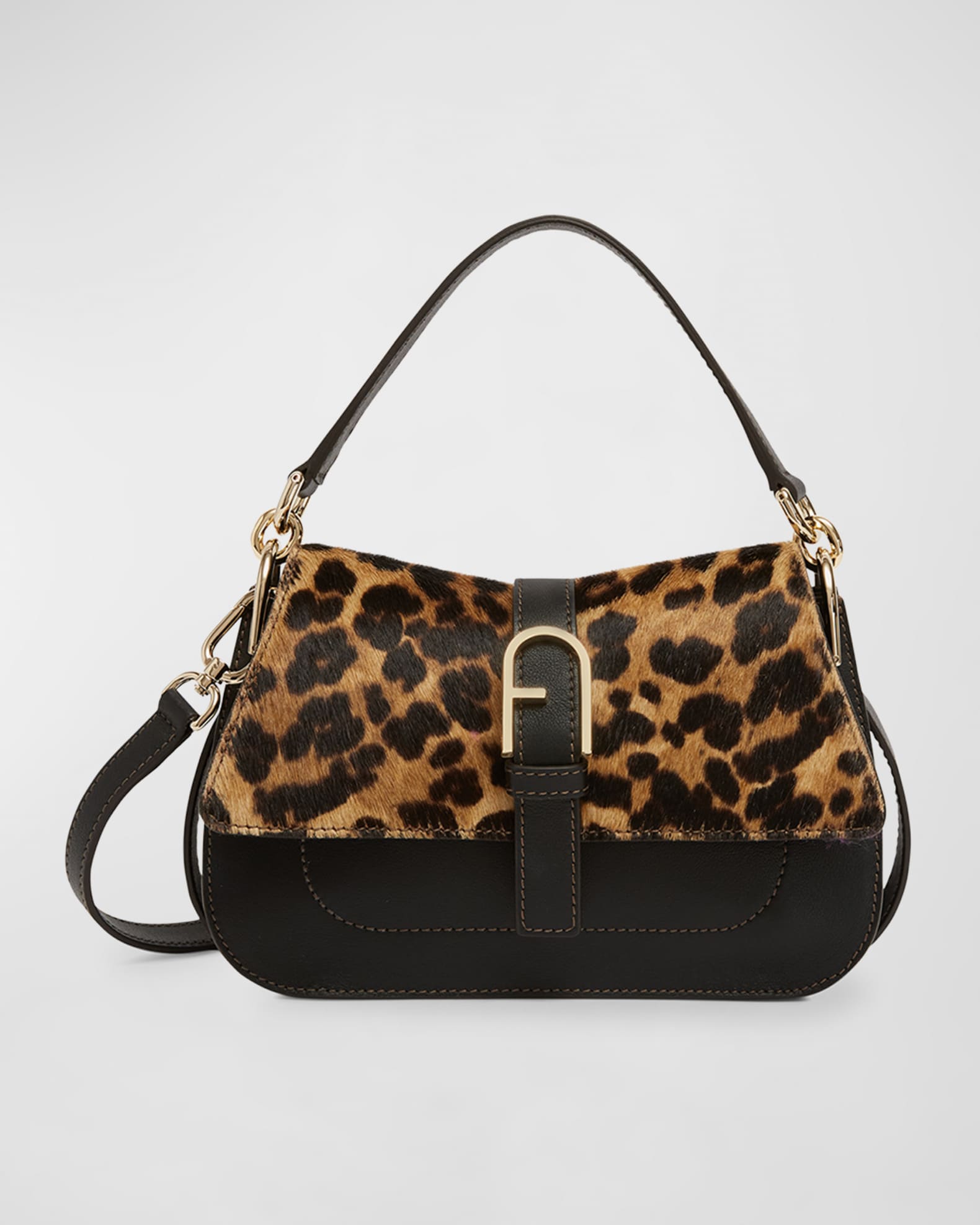 Furla Flow Mini Leopard Calf Hair Top-Handle Bag | Neiman Marcus