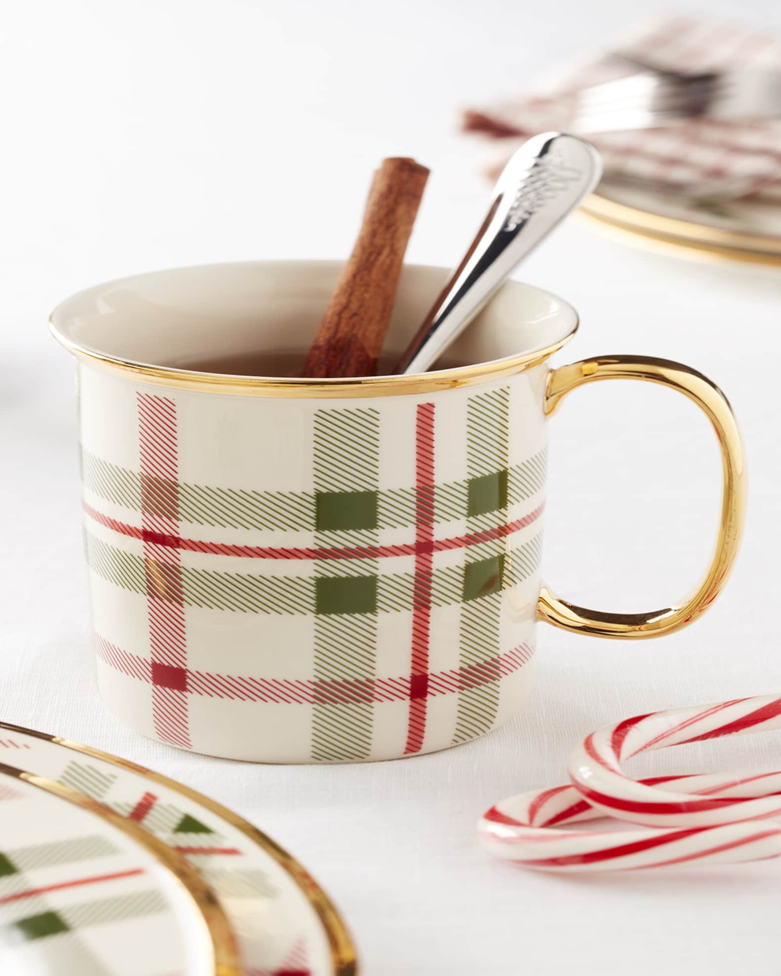 Lenox Holiday Plaid Mugs, Set of 4 | Neiman Marcus