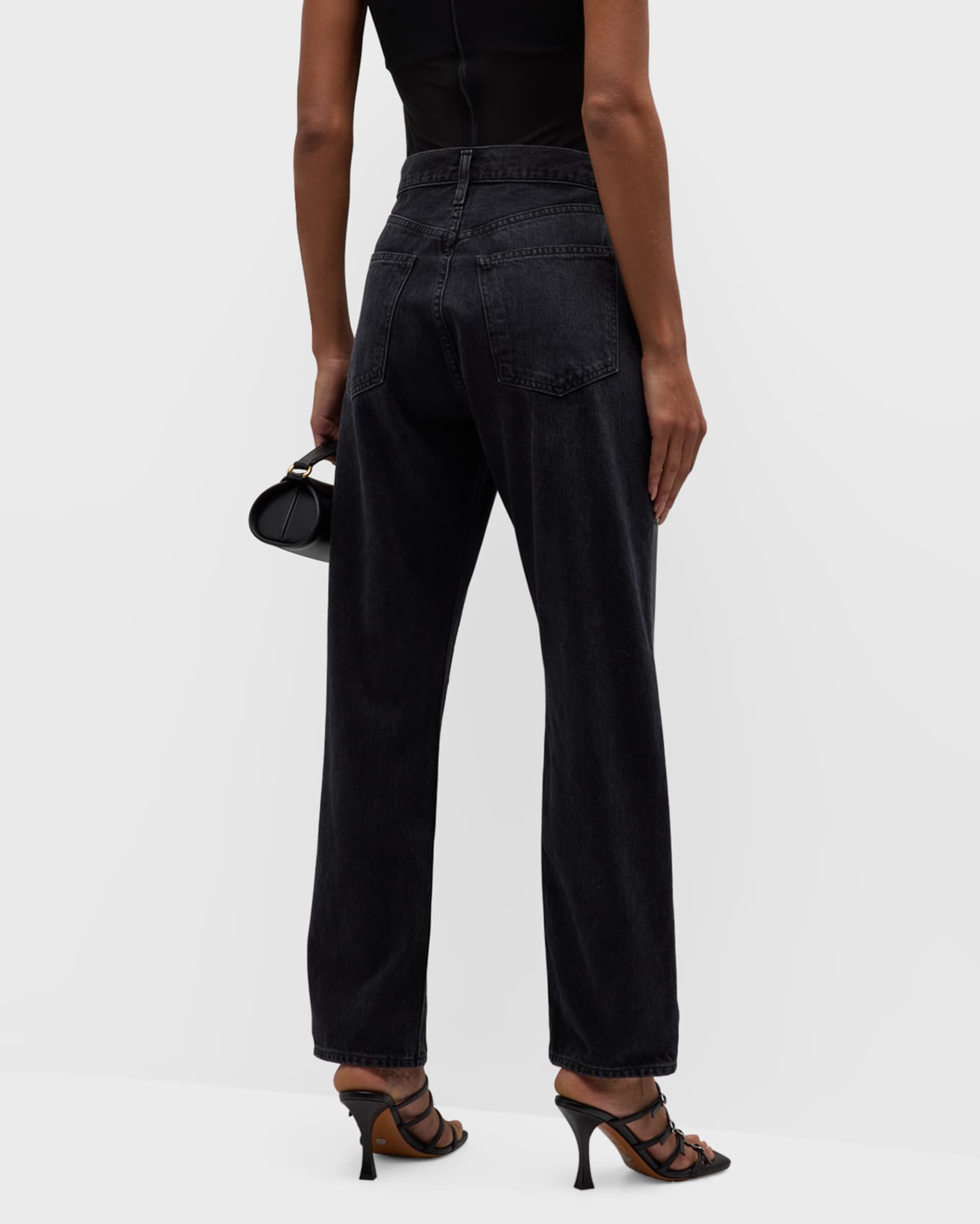 AGOLDE Ryder Straight-Leg Leather Patch Jeans | Neiman Marcus