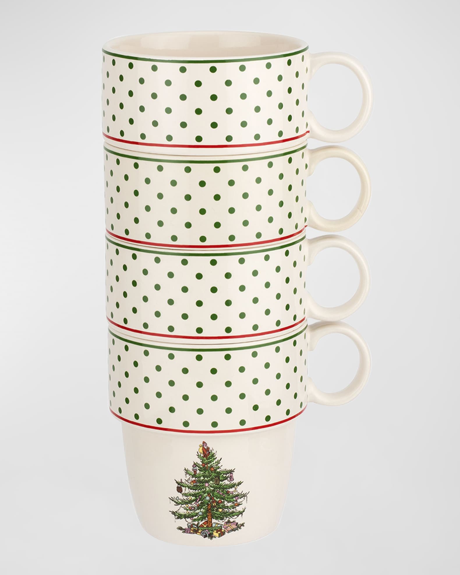 Spode Christmas Tree Polka Dot Stackable Mugs, Set of 4 | Neiman Marcus
