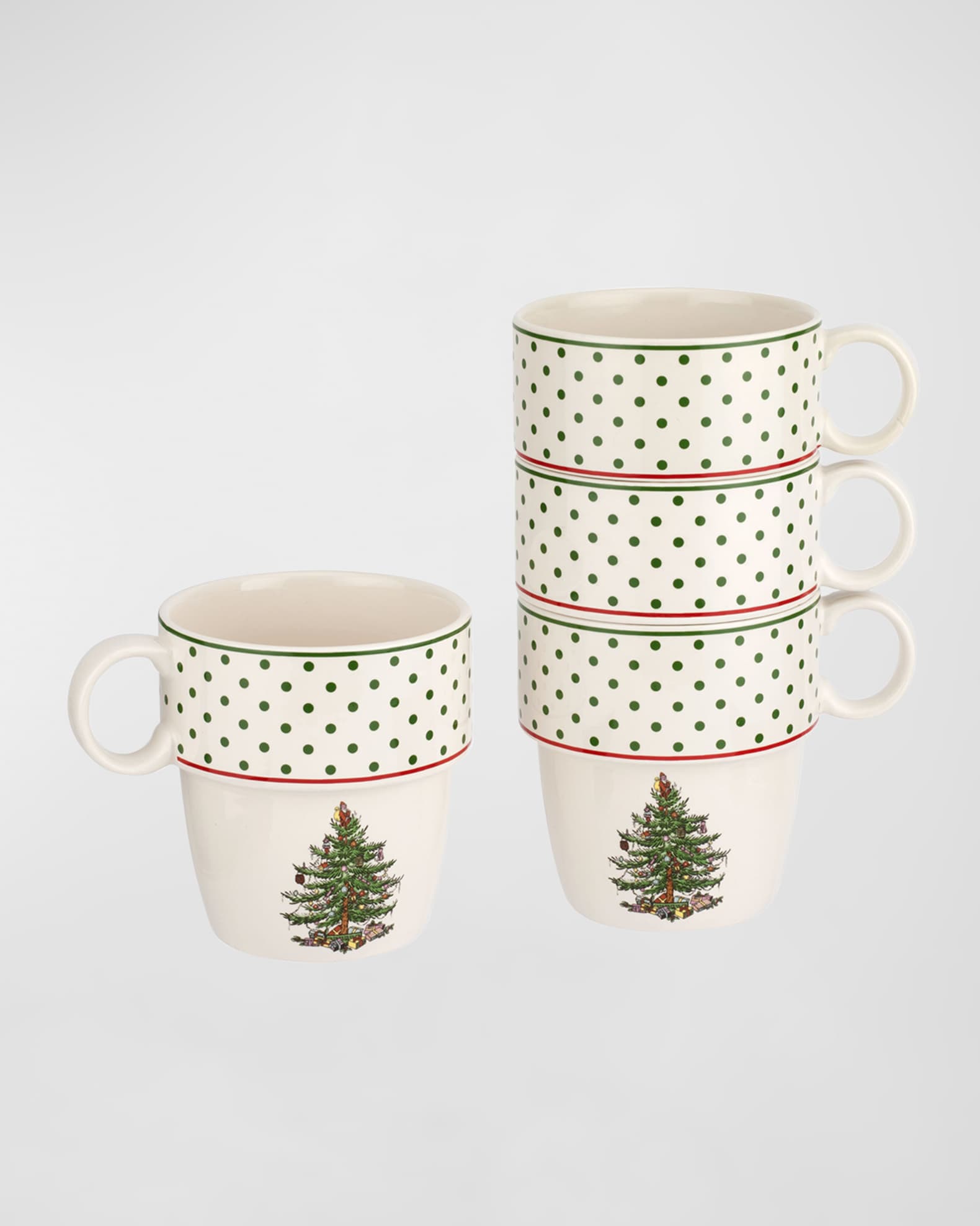 Spode Christmas Tree Polka Dot Stackable Mugs, Set of 4 | Neiman Marcus