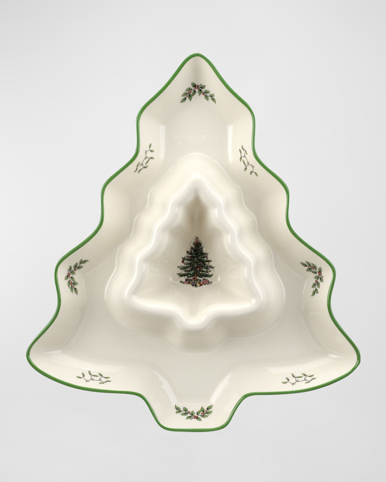 Spode Christmas Tree Tree-Shaped Chip and Dip, 13" | Neiman Marcus