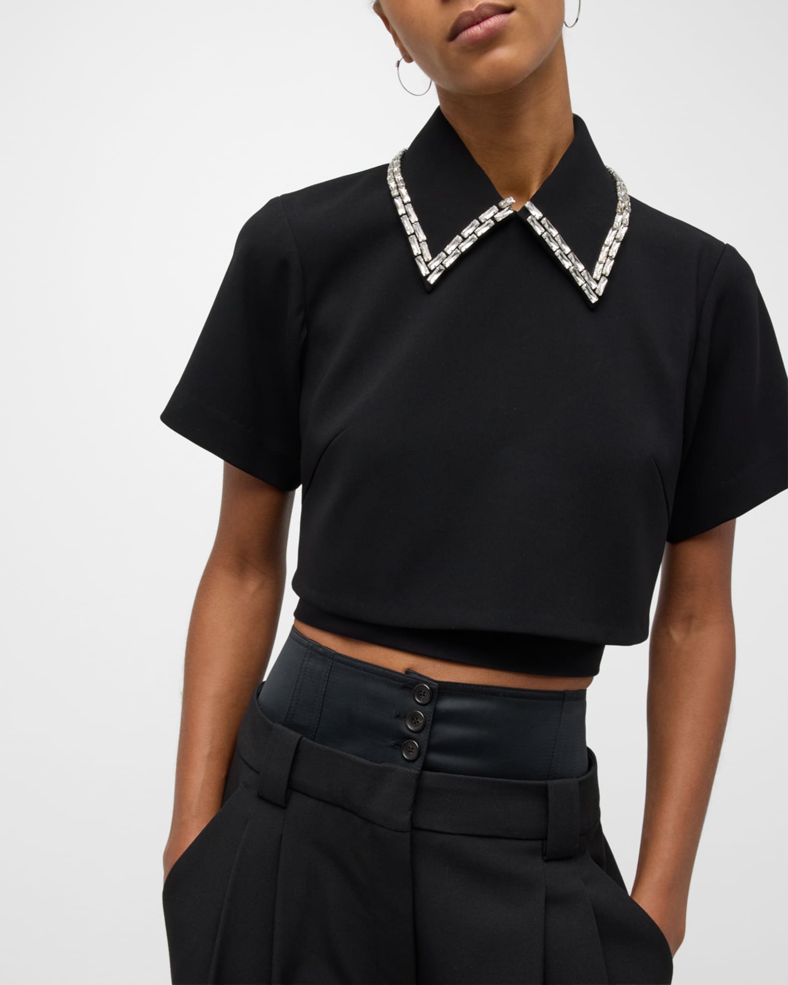 A.L.C. Lark Jewel-Embellished Crop Top | Neiman Marcus