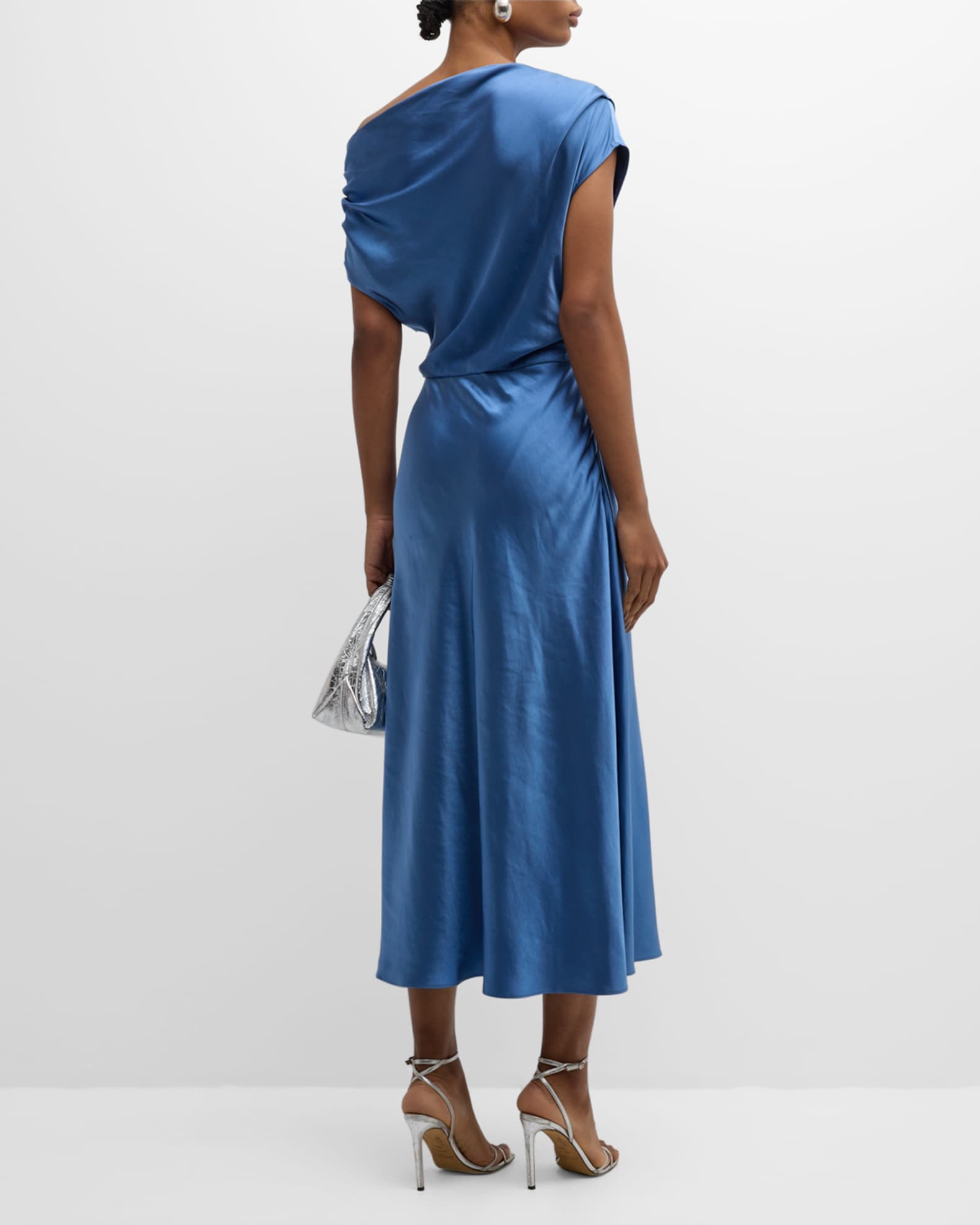 A.L.C. Jasmine Draped Satin Midi Dress | Neiman Marcus