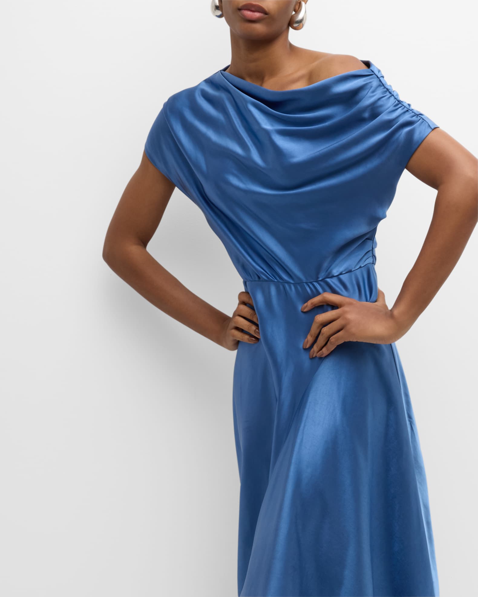 A.L.C. Jasmine Draped Satin Midi Dress | Neiman Marcus