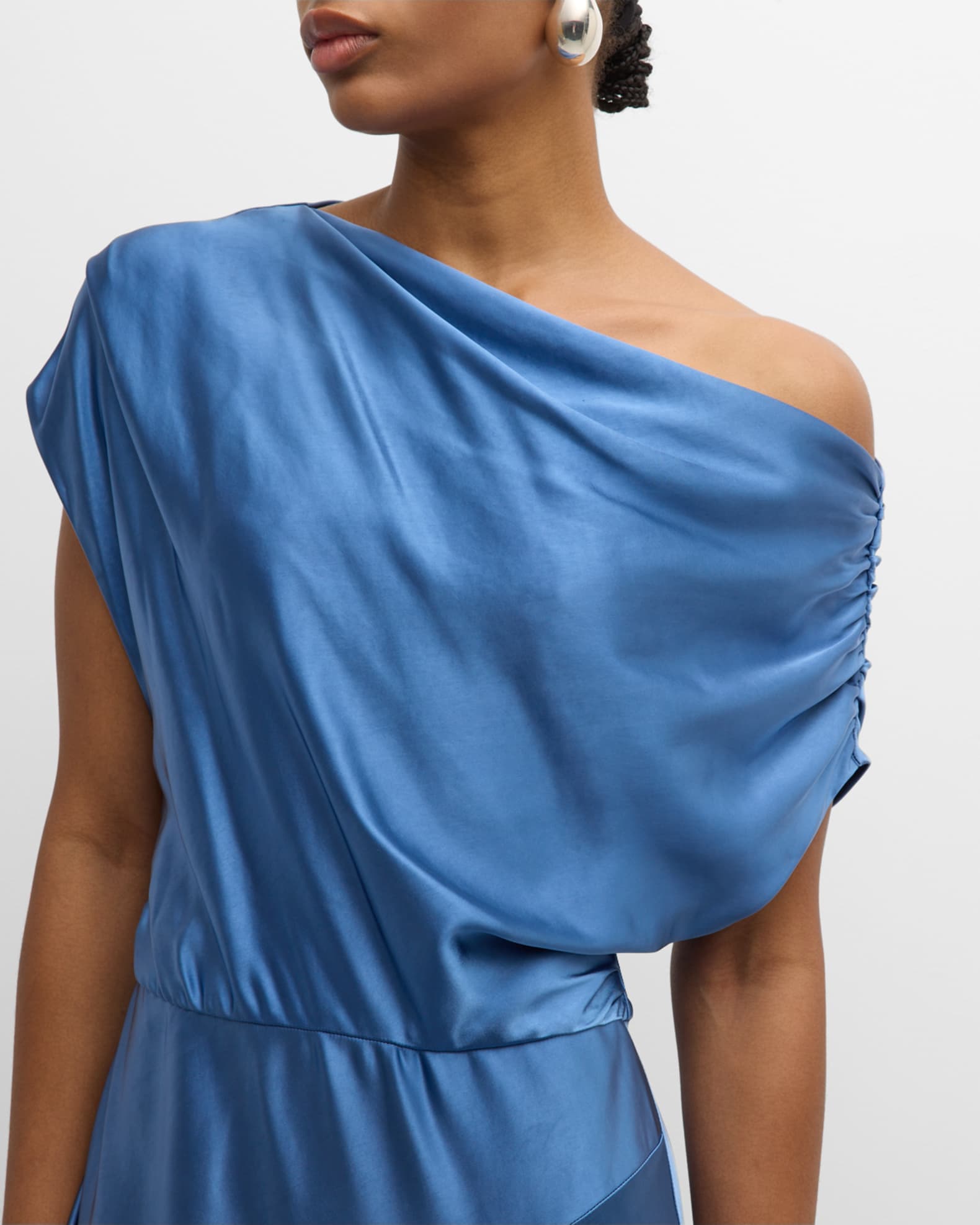 A.L.C. Jasmine Draped Satin Midi Dress | Neiman Marcus