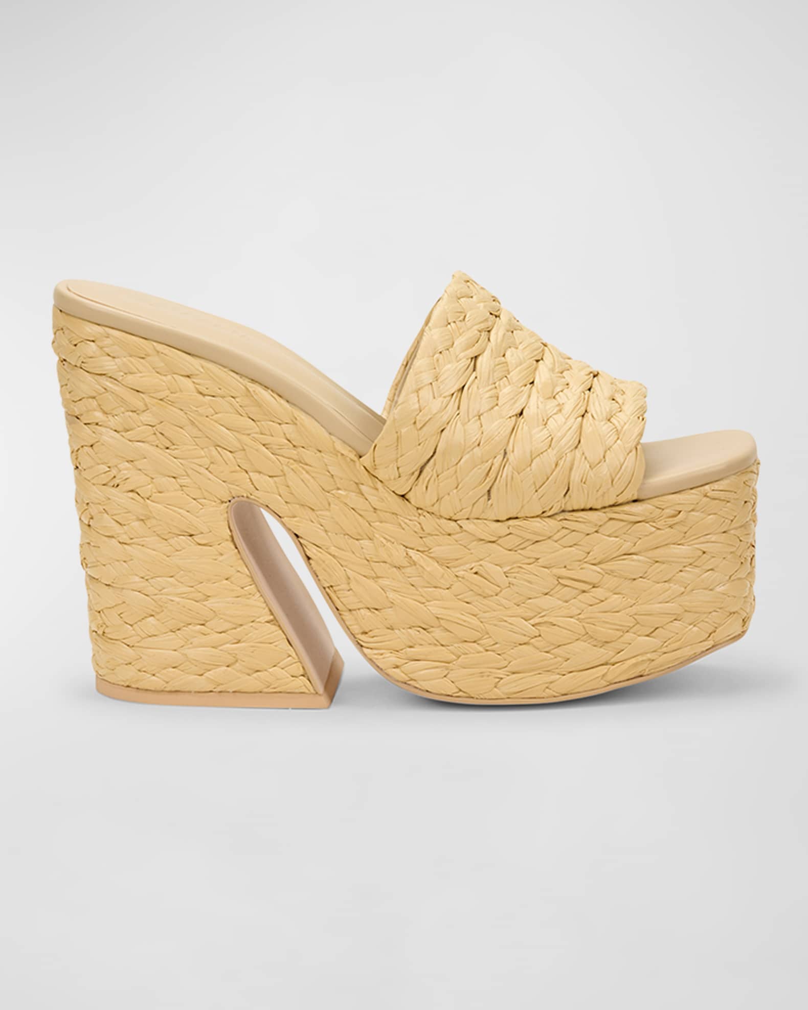 Cult Gaia Daria Raffia Platform Slide Sandals | Neiman Marcus