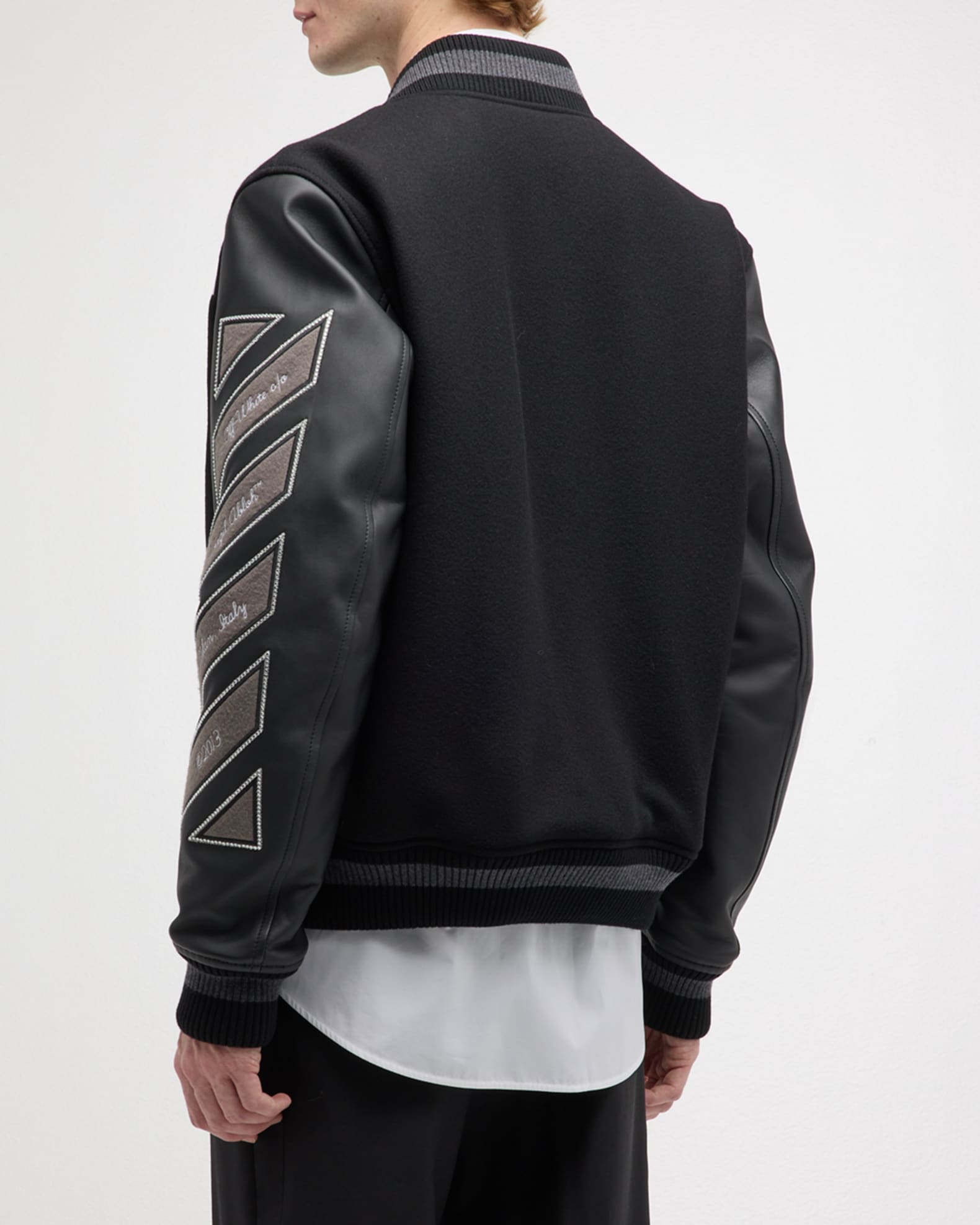 Off-White Men's Crystal Multi-Patch Varsity Jacket | Neiman Marcus