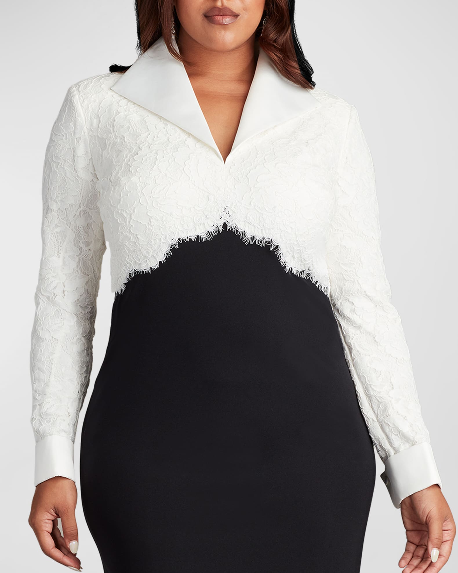 Tadashi Shoji Two-Tone Lace & Crepe Bodycon Dress | Neiman Marcus