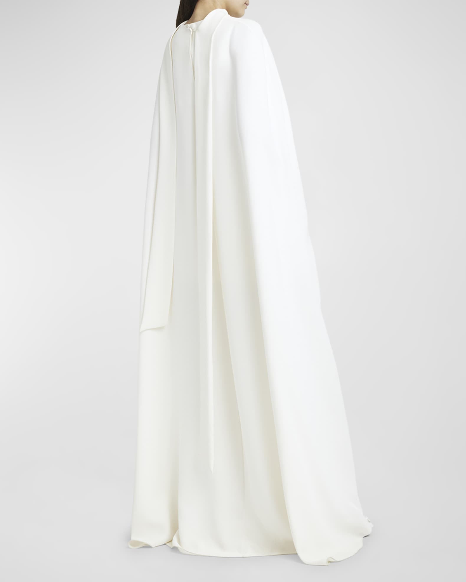 Valentino Garavani Flowy Long Cape Top with Tie Neck | Neiman Marcus