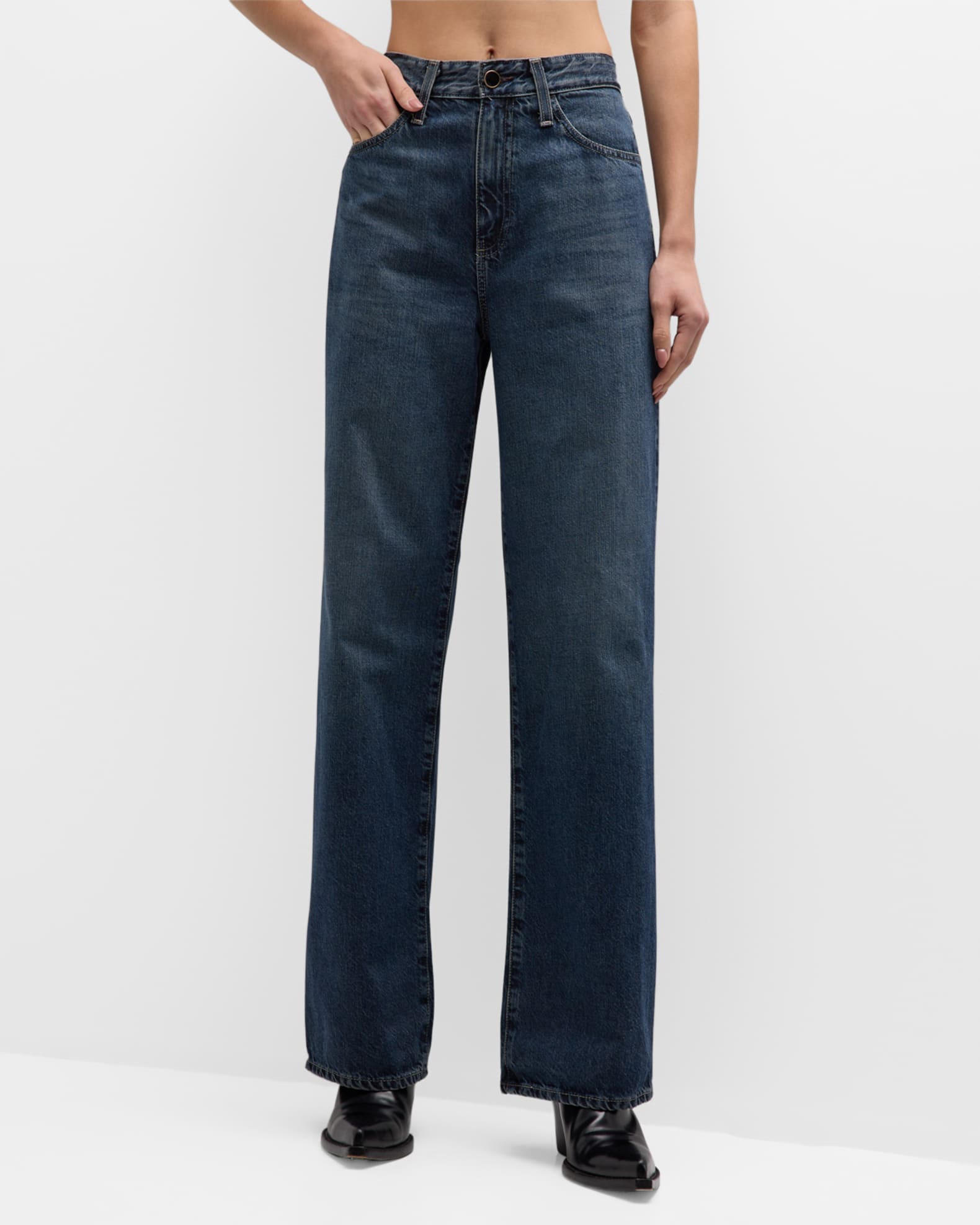 AG Jeans Kora High-Rise Wide-Leg Jeans | Neiman Marcus