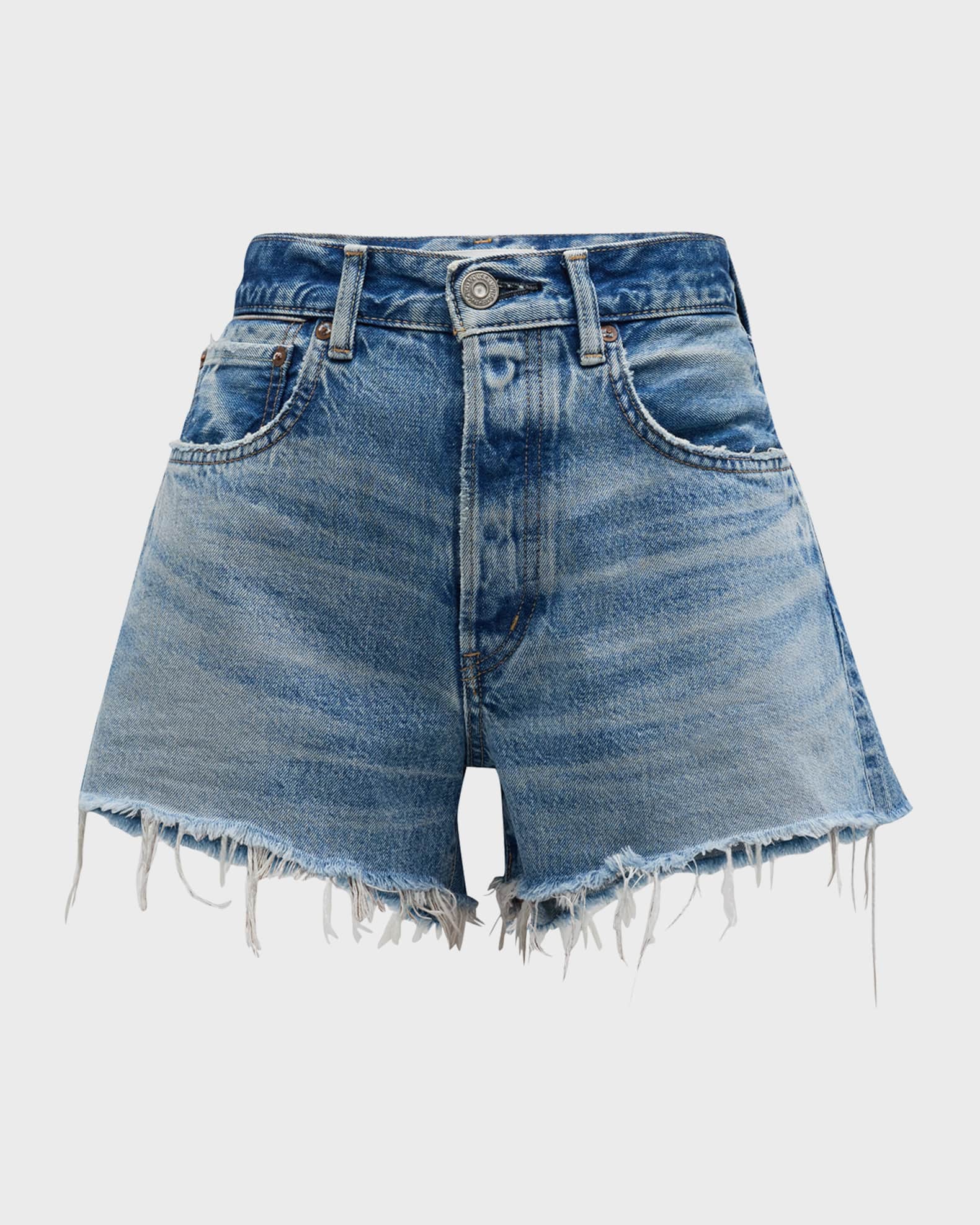 MOUSSY VINTAGE Fairlawn Frayed Denim Shorts | Neiman Marcus