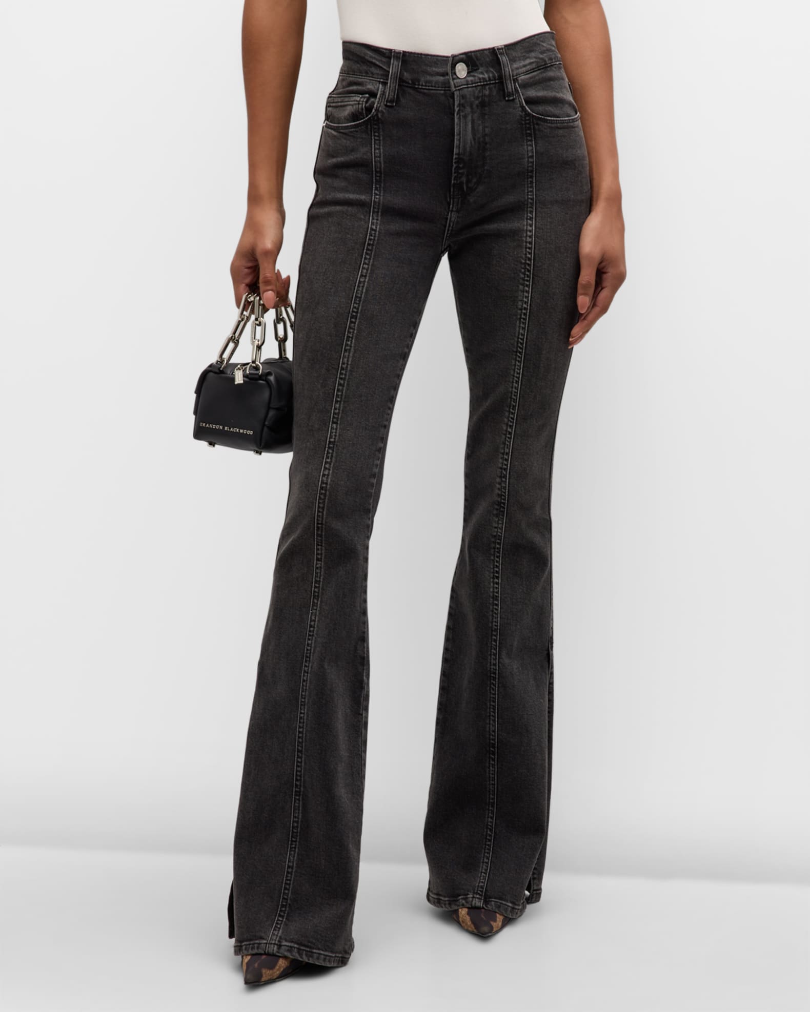 FRAME Le High Flare Side Slit Jeans | Neiman Marcus