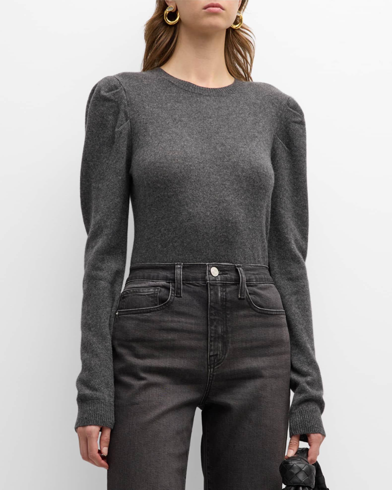 FRAME Draped Cashmere-Wool Sweater | Neiman Marcus
