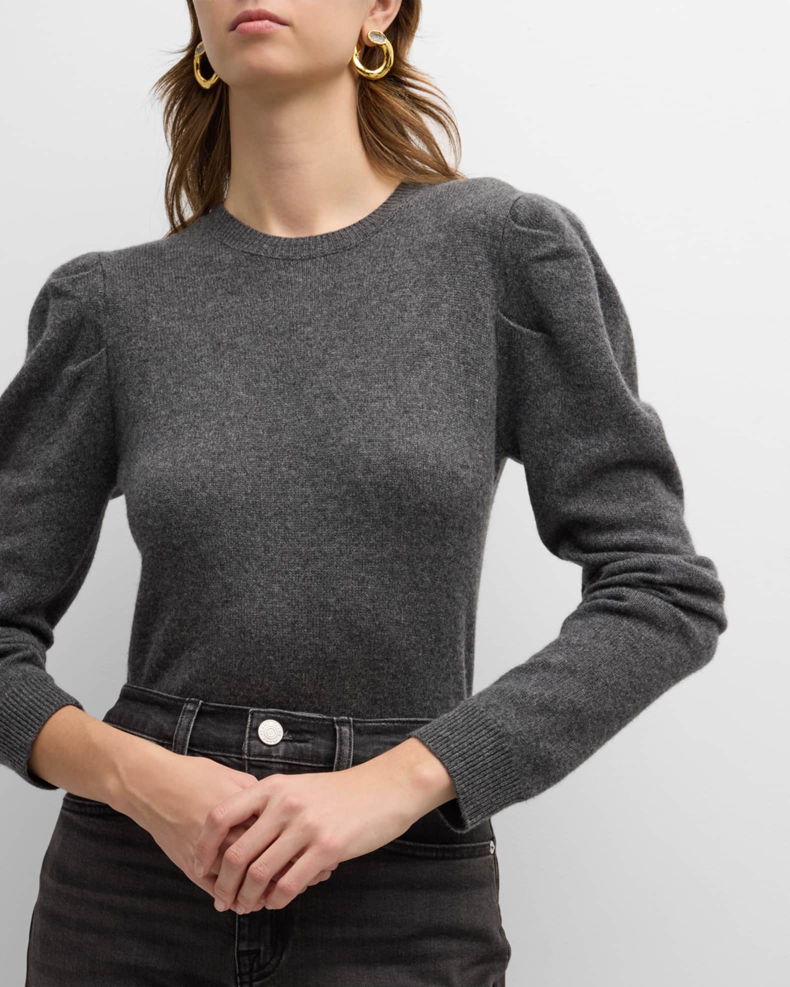 FRAME Draped Cashmere-Wool Sweater | Neiman Marcus