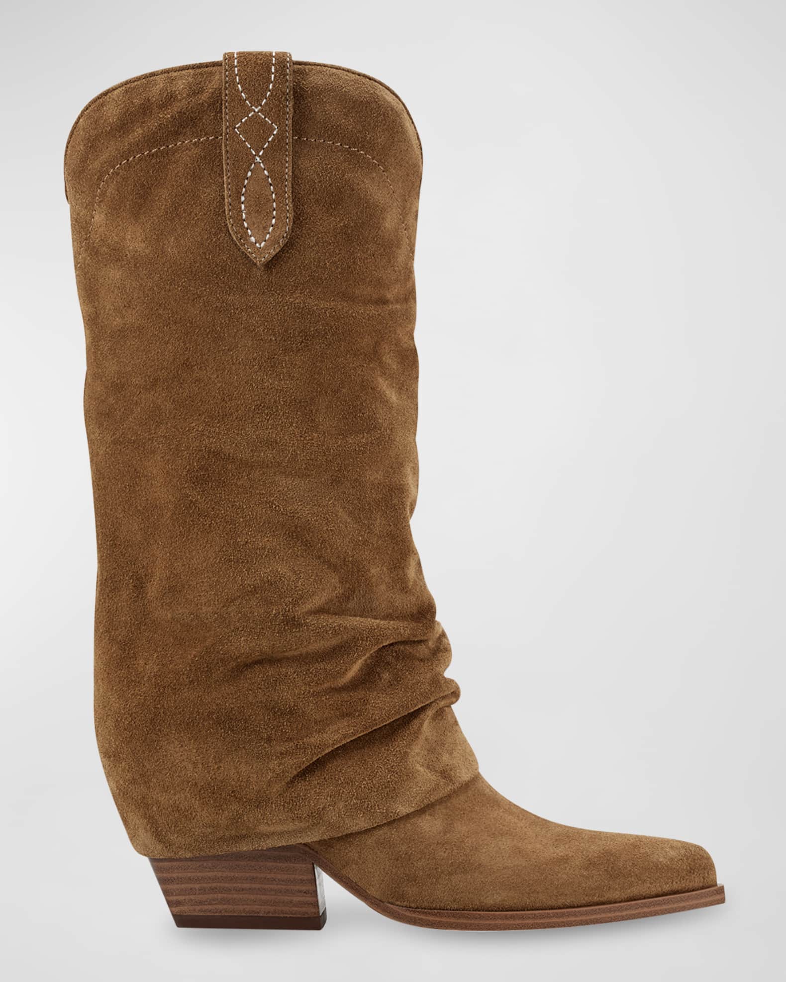 Marc Fisher LTD Calysta Slouchy Suede Western Boots | Neiman Marcus
