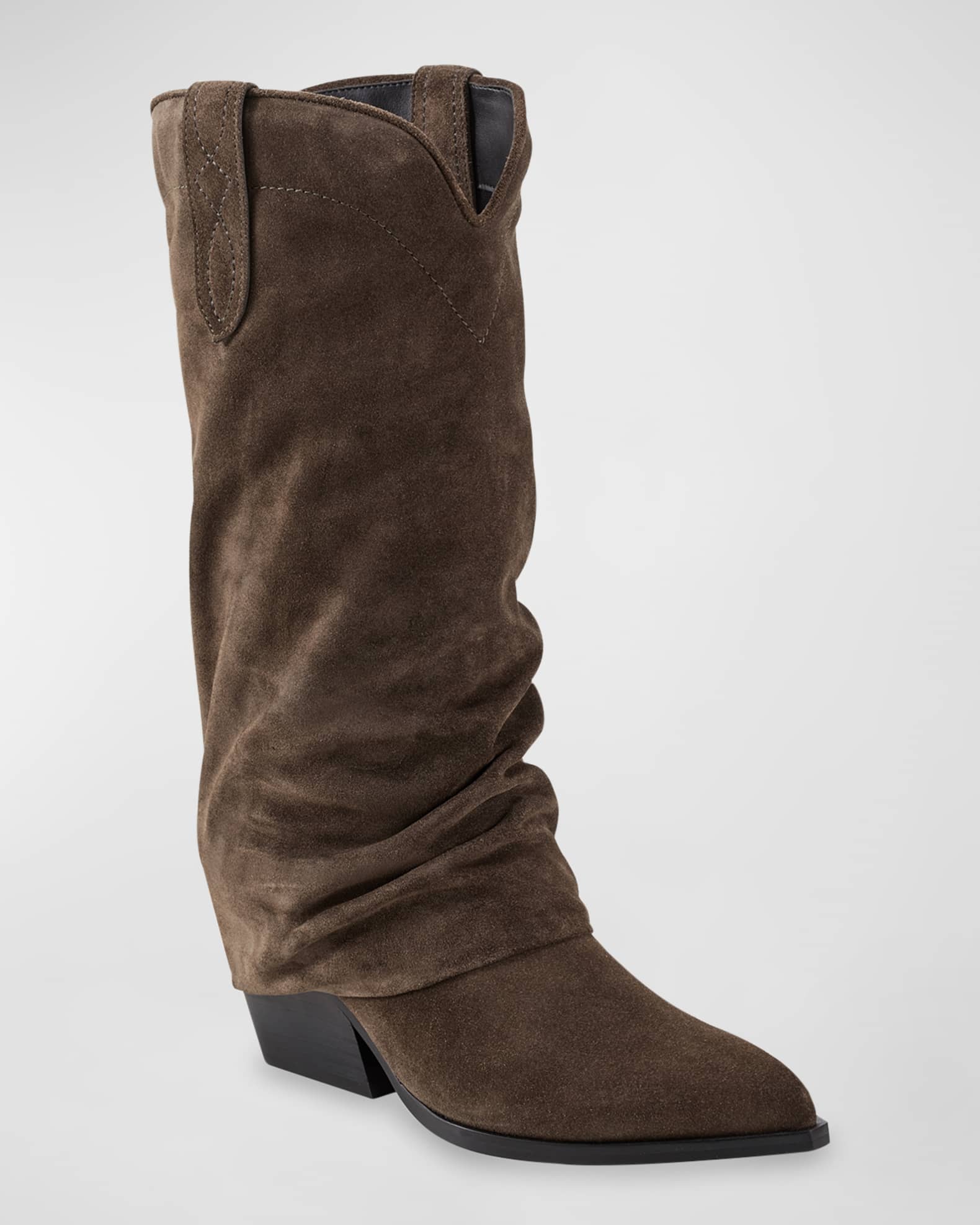 Marc Fisher LTD Calysta Slouchy Suede Western Boots | Neiman Marcus