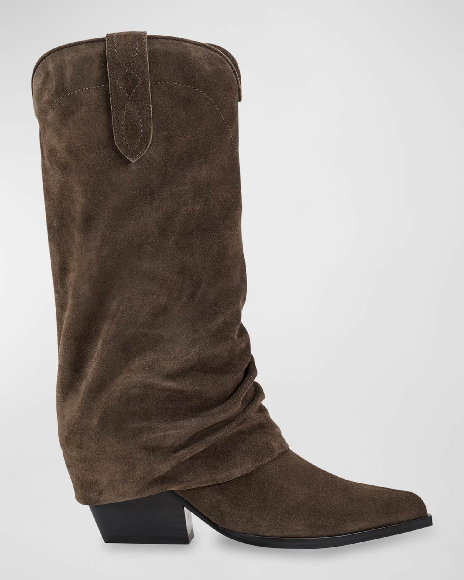 Marc Fisher LTD Calysta Slouchy Suede Western Boots | Neiman Marcus