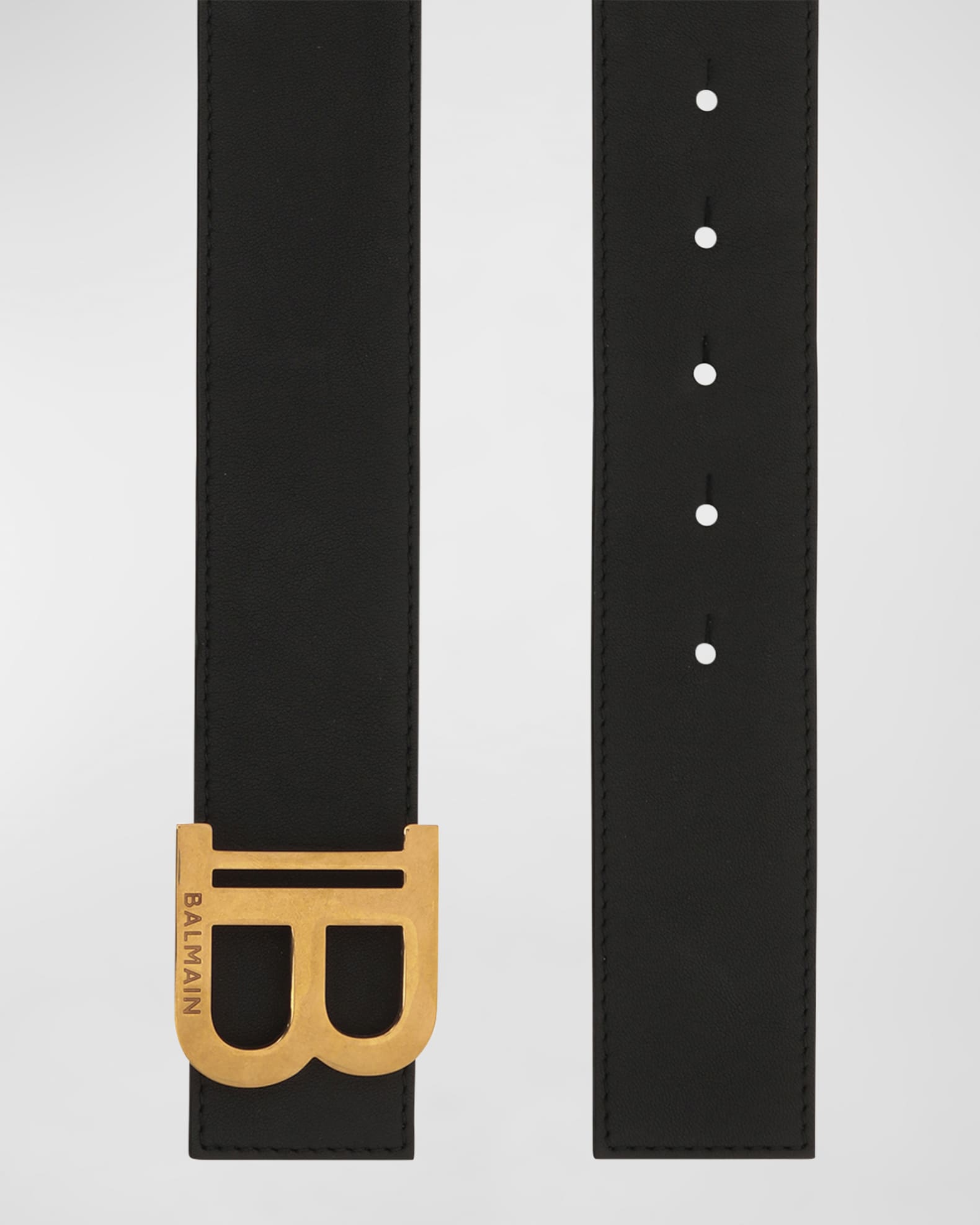 Balmain Leather & Brass B-Belt | Neiman Marcus