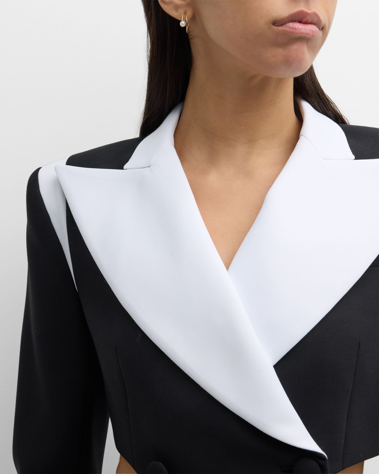 LaQuan Smith Colorblock Double-Breasted Cropped Blazer Jacket | Neiman ...