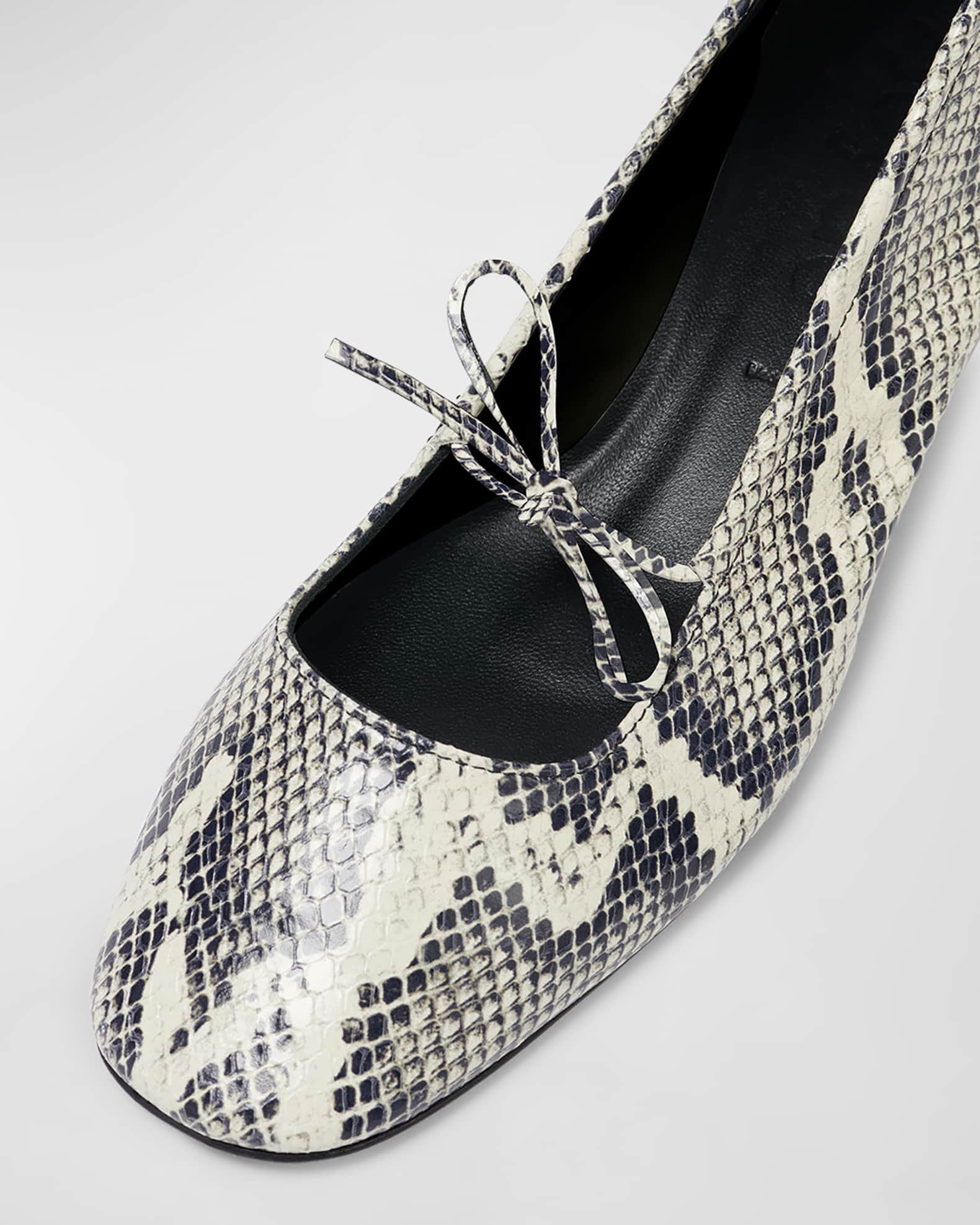 Aeyde Darya Snake-Embossed Bow Ballerina Flats | Neiman Marcus