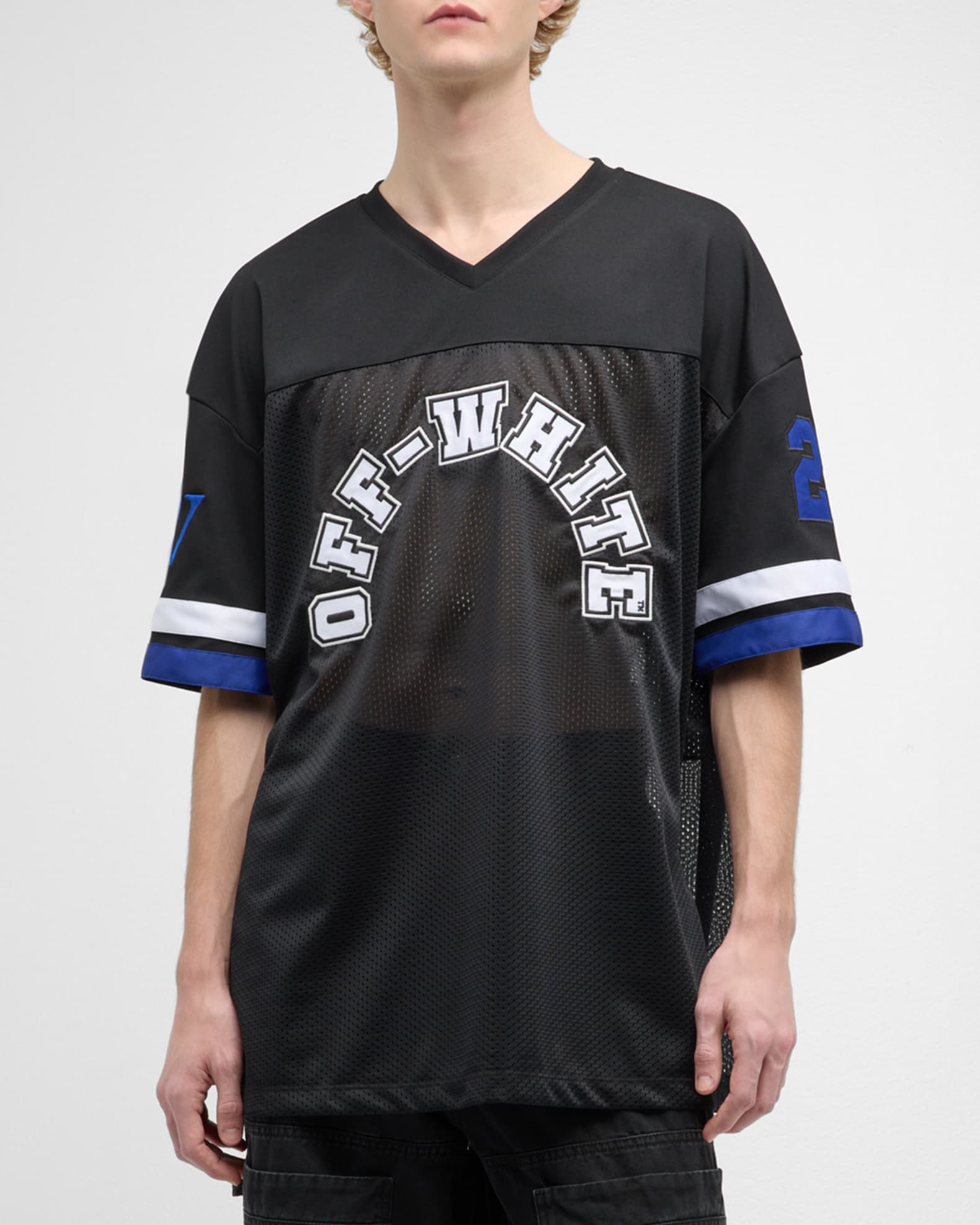Off-White Men's Short-Sleeve Mesh Football Tee | Neiman Marcus