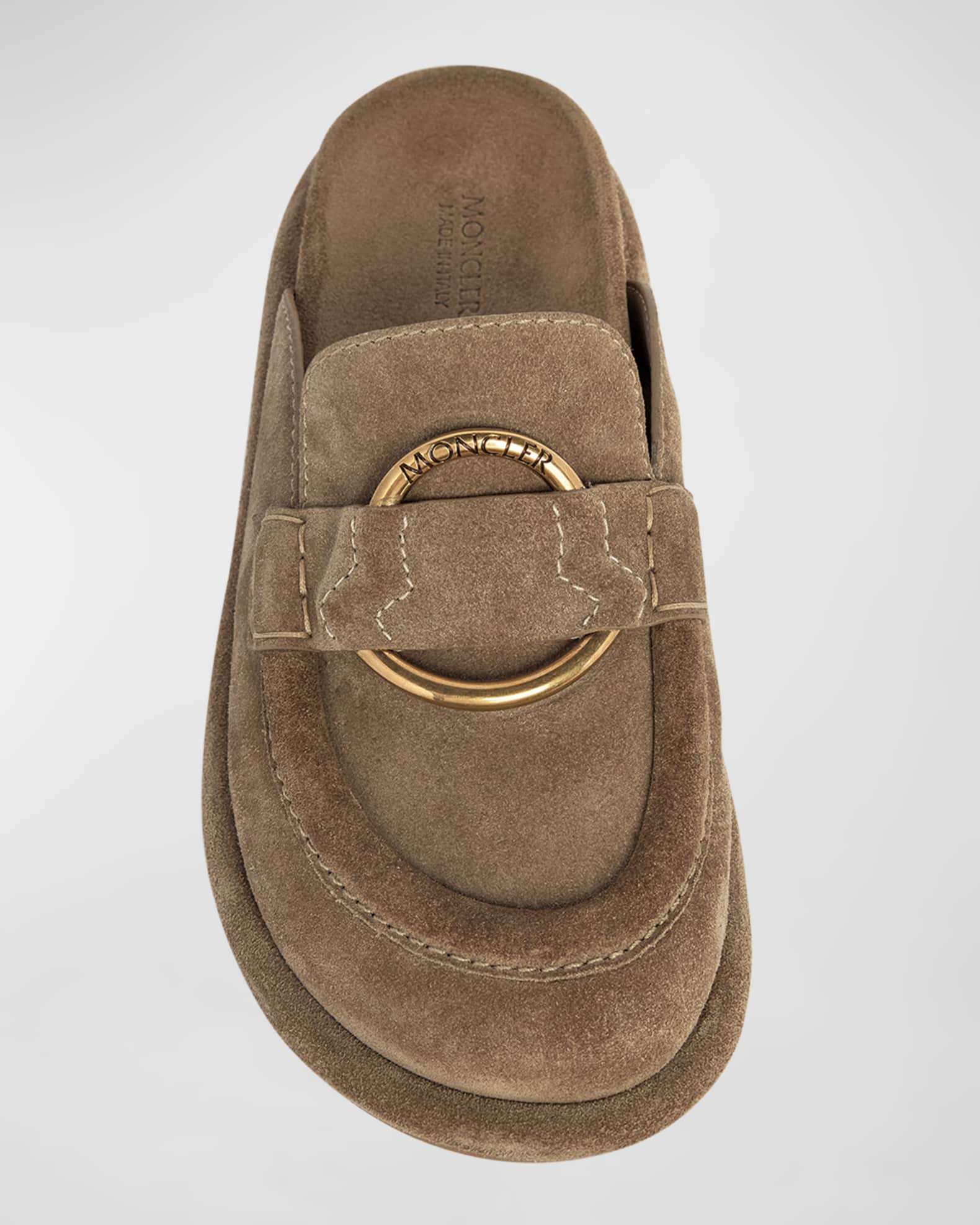 Moncler Bell Suede Ring Loafer Mules | Neiman Marcus