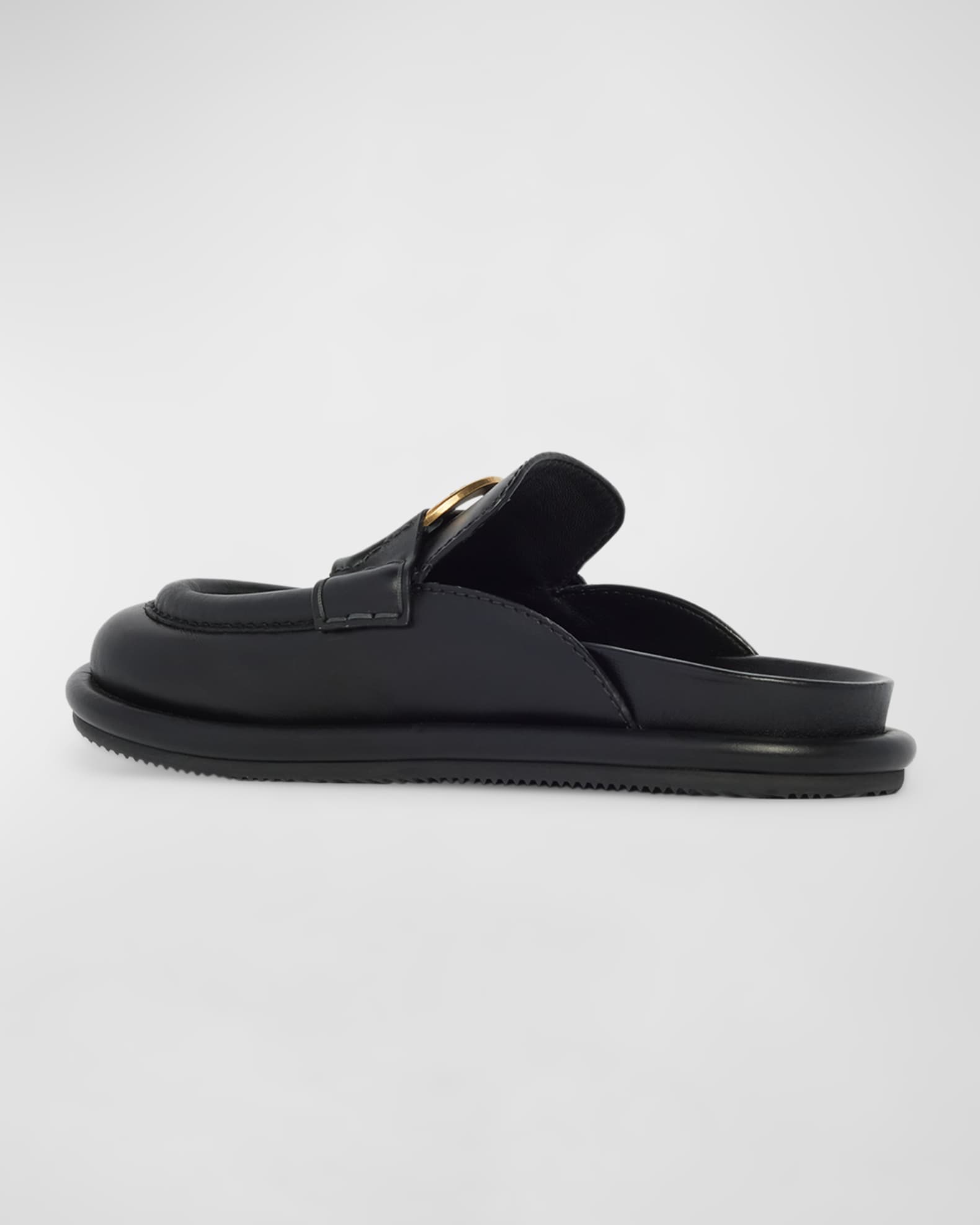 Moncler Bell Leather Ring Loafer Mules | Neiman Marcus