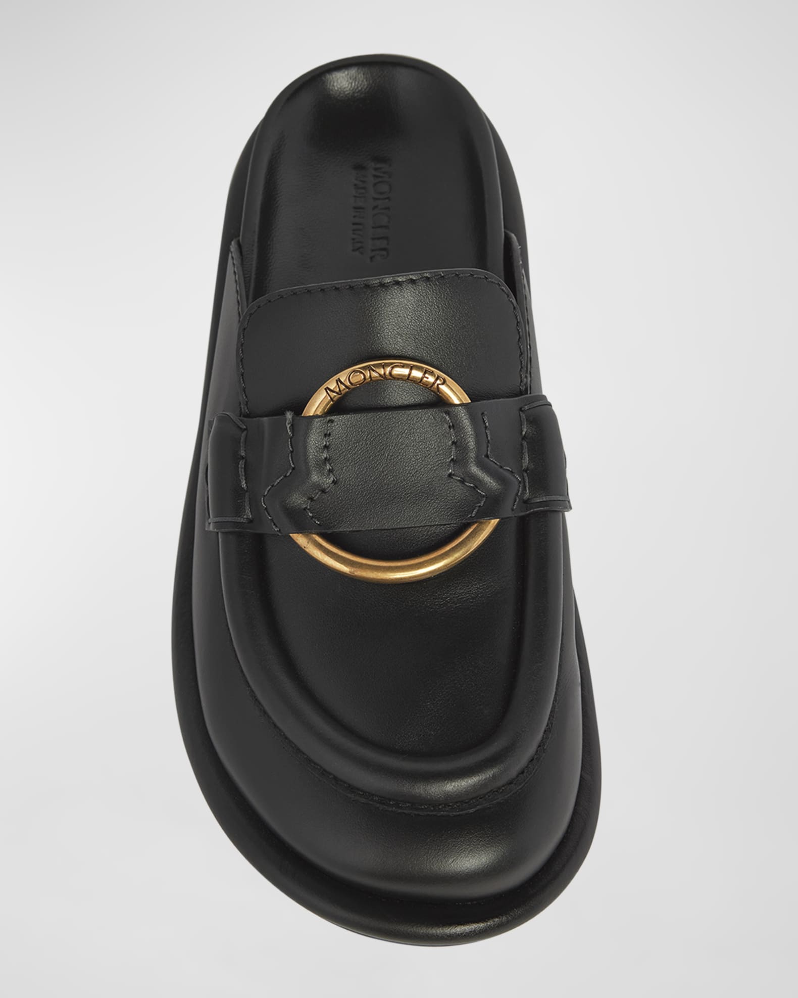 Moncler Bell Leather Ring Loafer Mules | Neiman Marcus