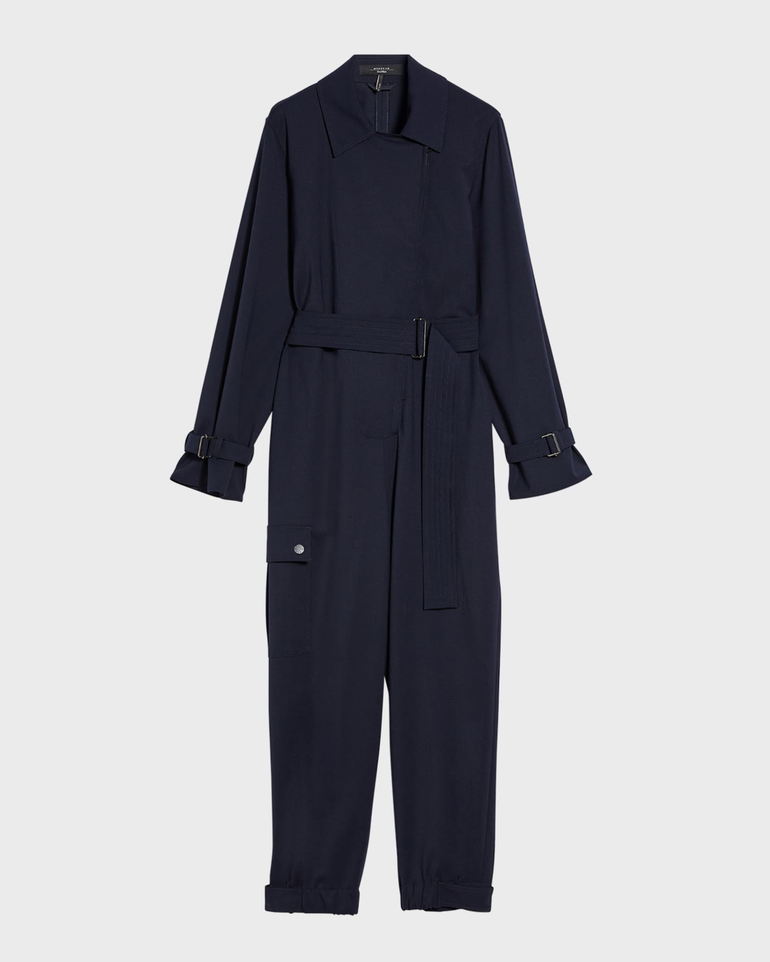 Weekend Max Mara Tapered Wool Gabardine Jumpsuit | Neiman Marcus