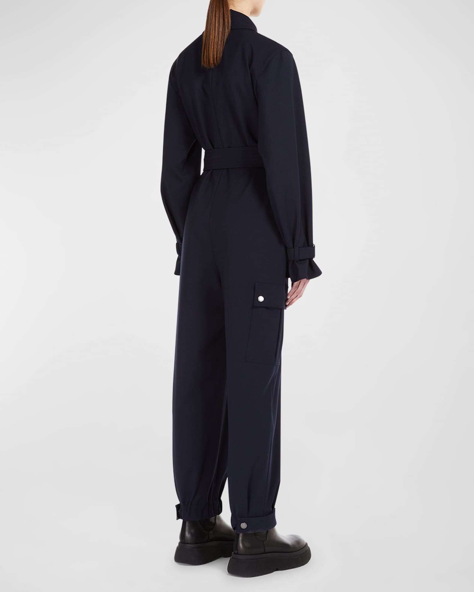 Weekend Max Mara Tapered Wool Gabardine Jumpsuit | Neiman Marcus