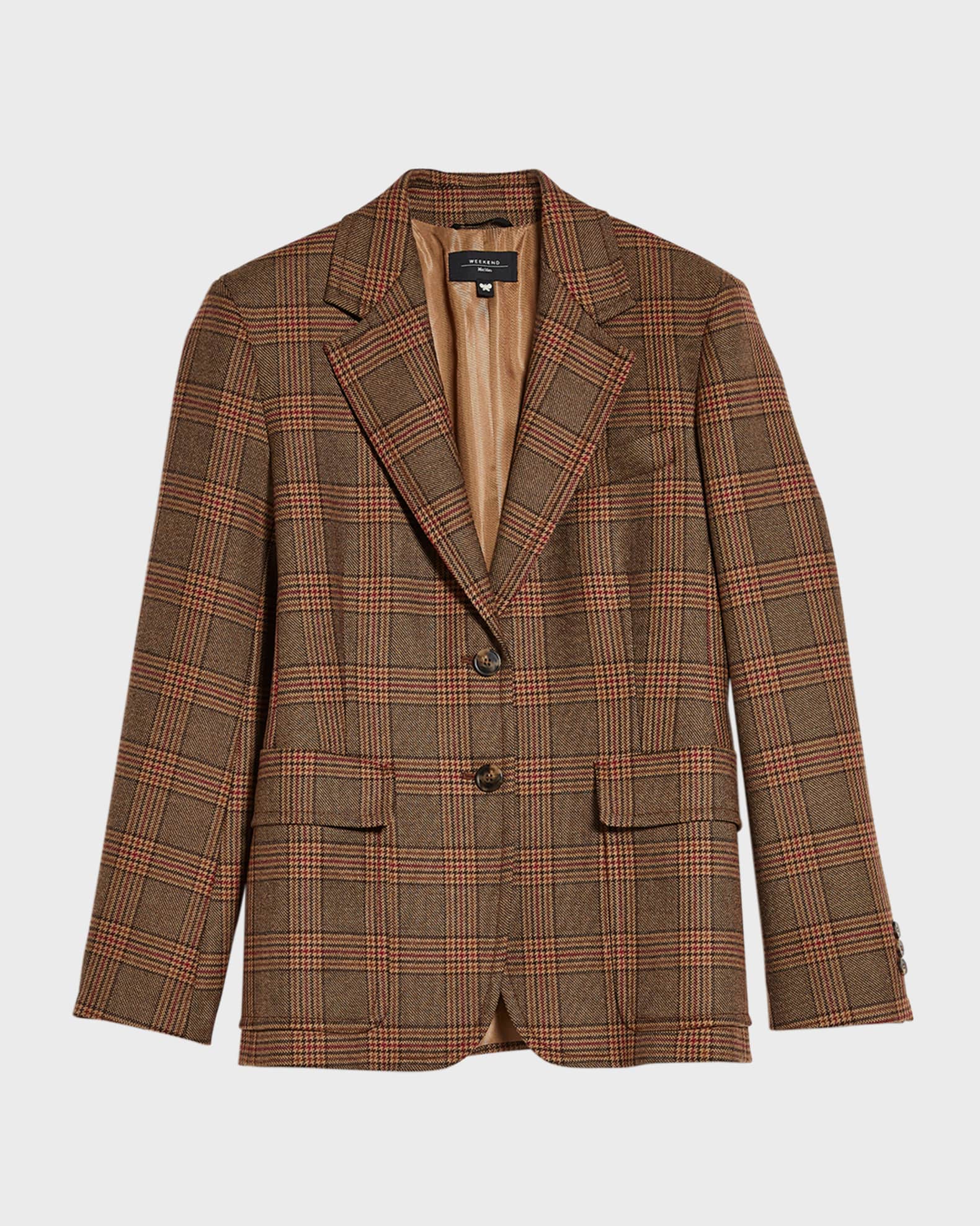Weekend Max Mara Single-Breasted Plaid Wool Jacket | Neiman Marcus