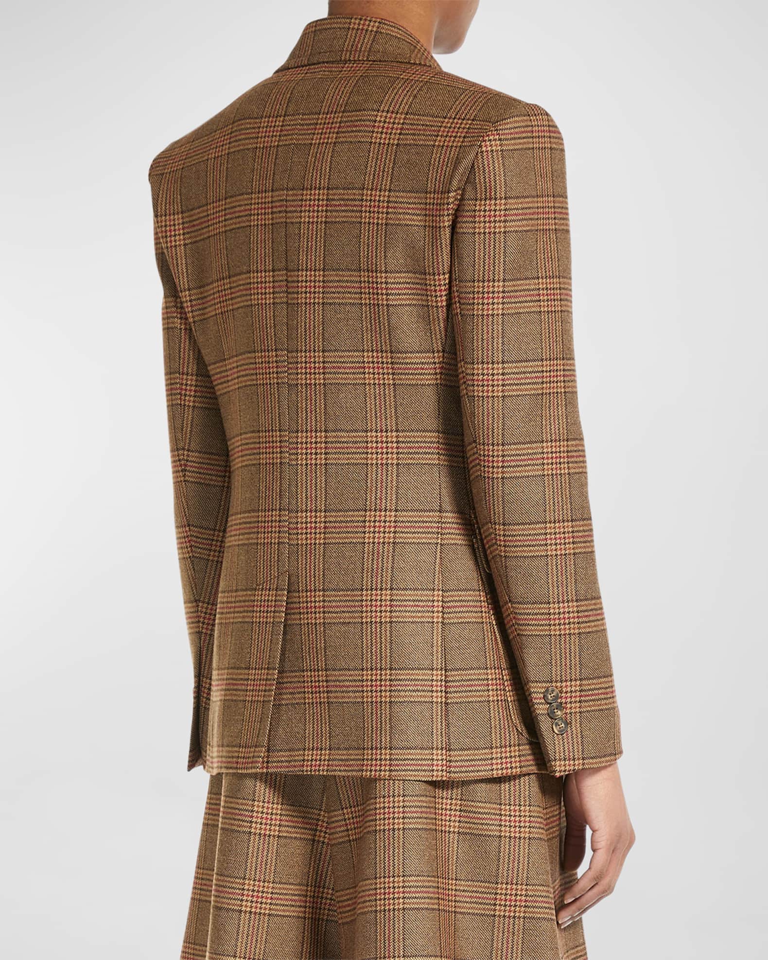 Weekend Max Mara Single-Breasted Plaid Wool Jacket | Neiman Marcus