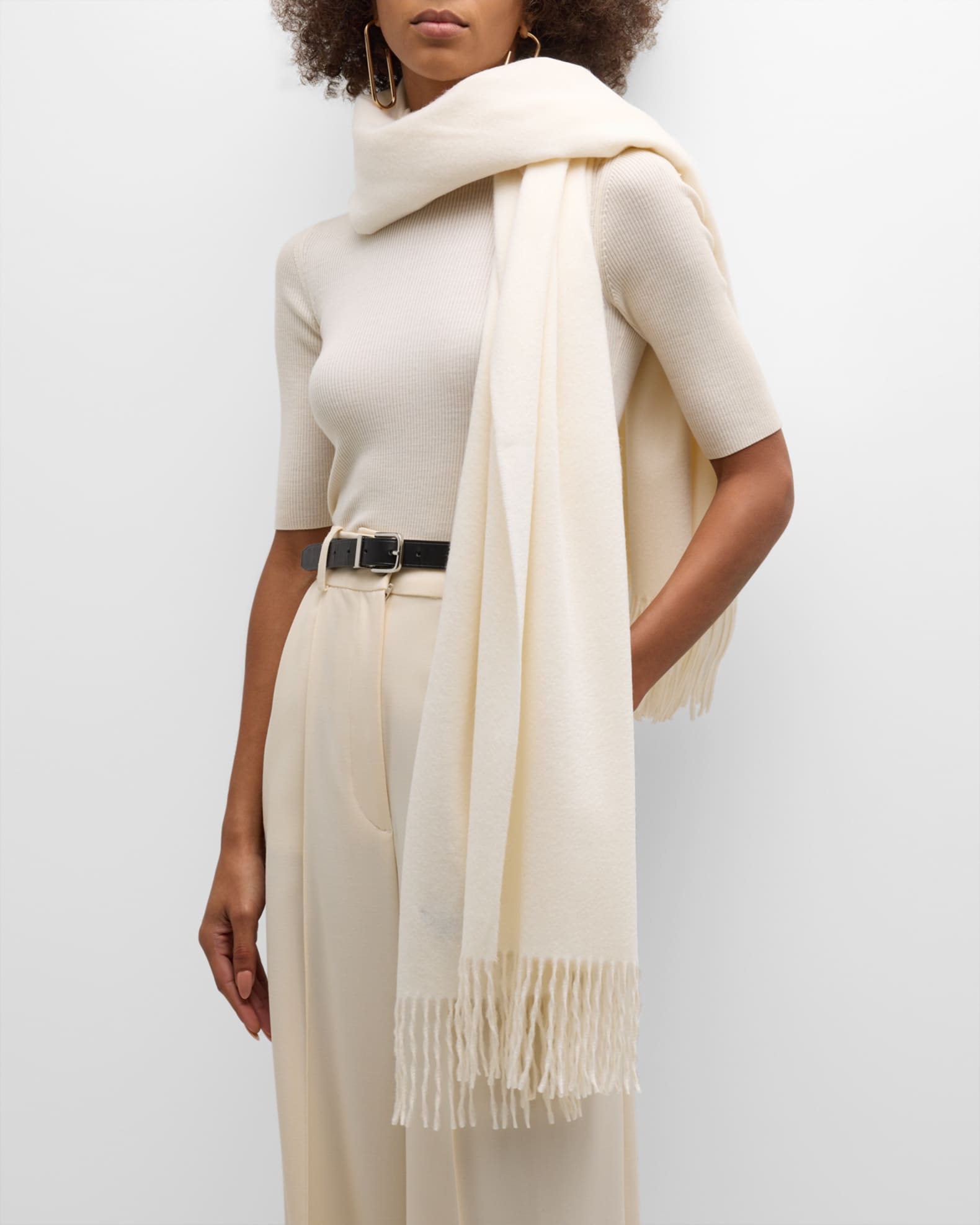 Sofia Cashmere Fringed Cashmere Evening Wrap | Neiman Marcus