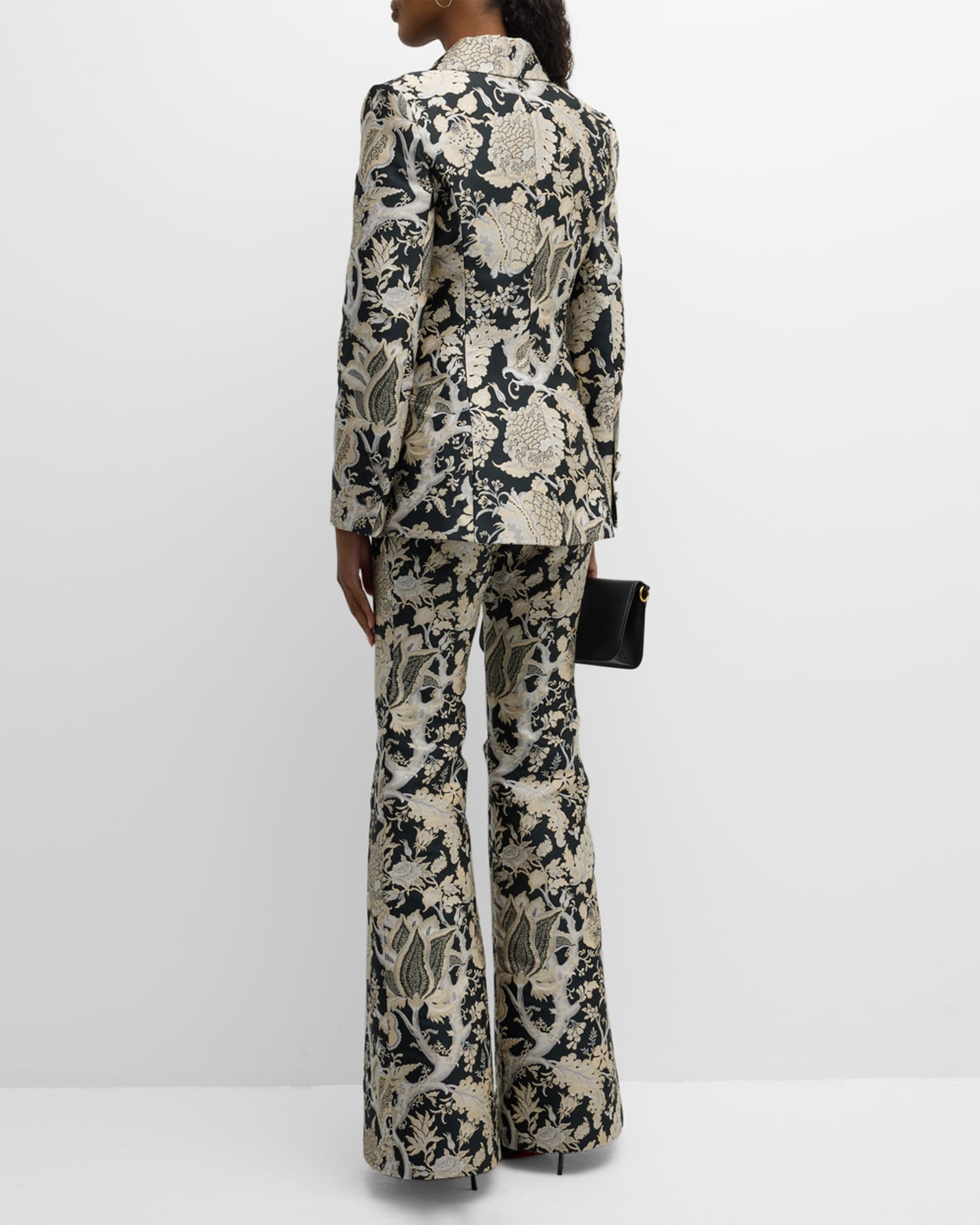 Carolina Herrera Mid-Rise Flared Brocade Pants | Neiman Marcus