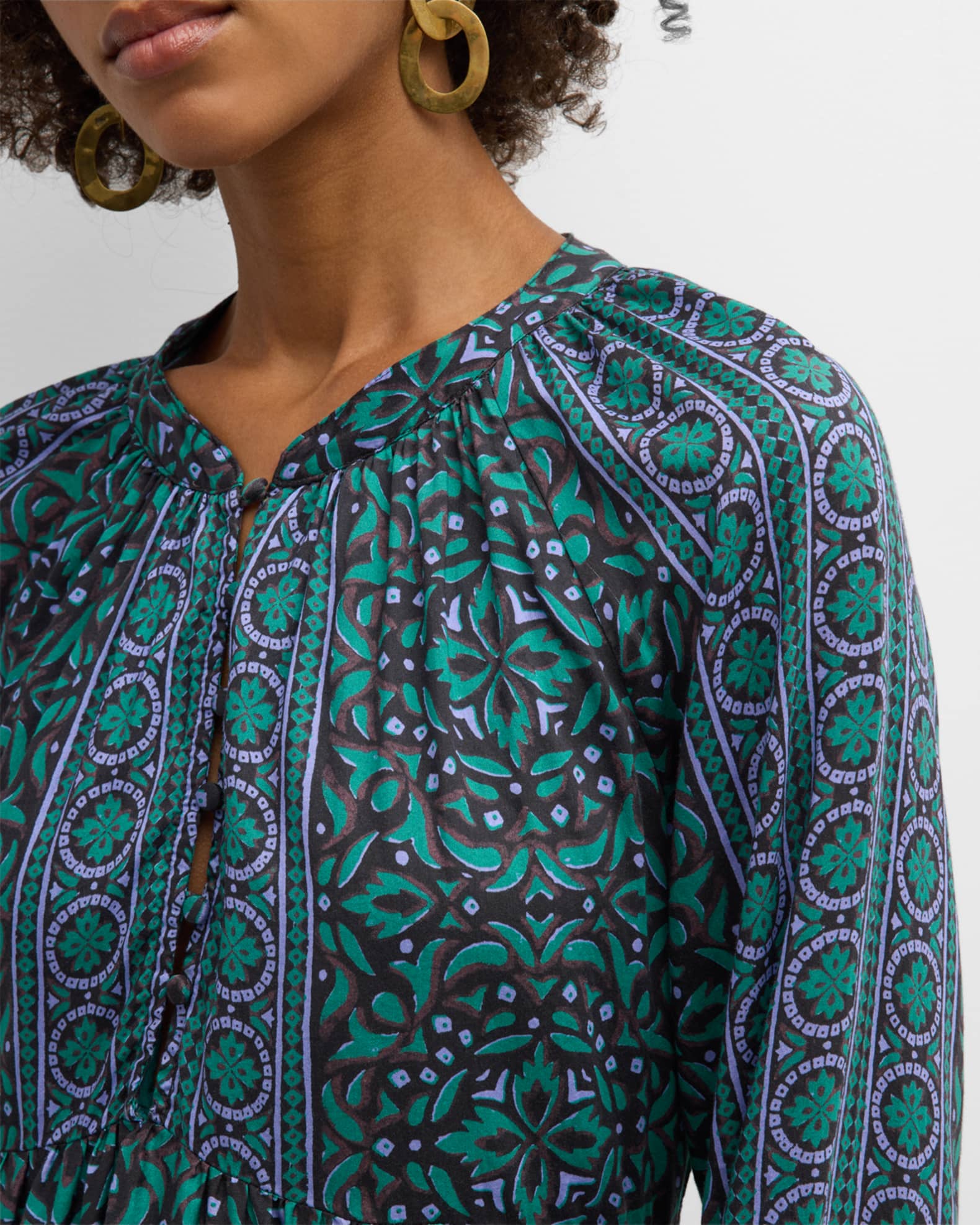 Xirena Lilith Tiered Geometric-Print Mini Dress | Neiman Marcus